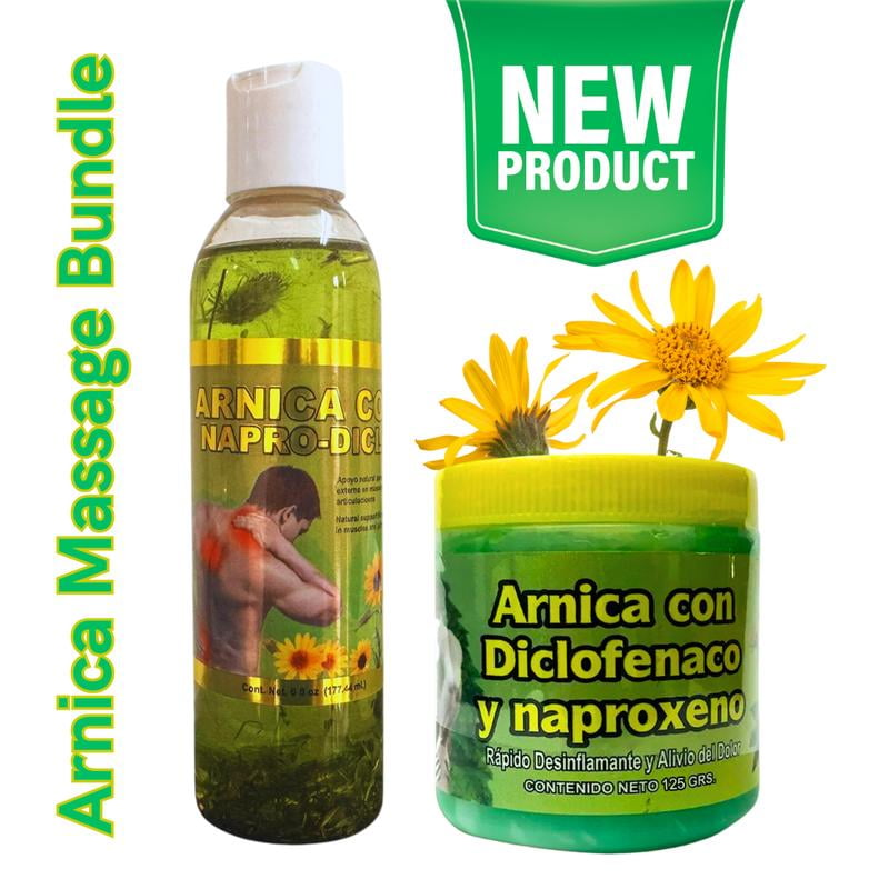 Arnica Ointment 125g (4.4 oz) + Arnica Massage Oil (6 oz) with real ...