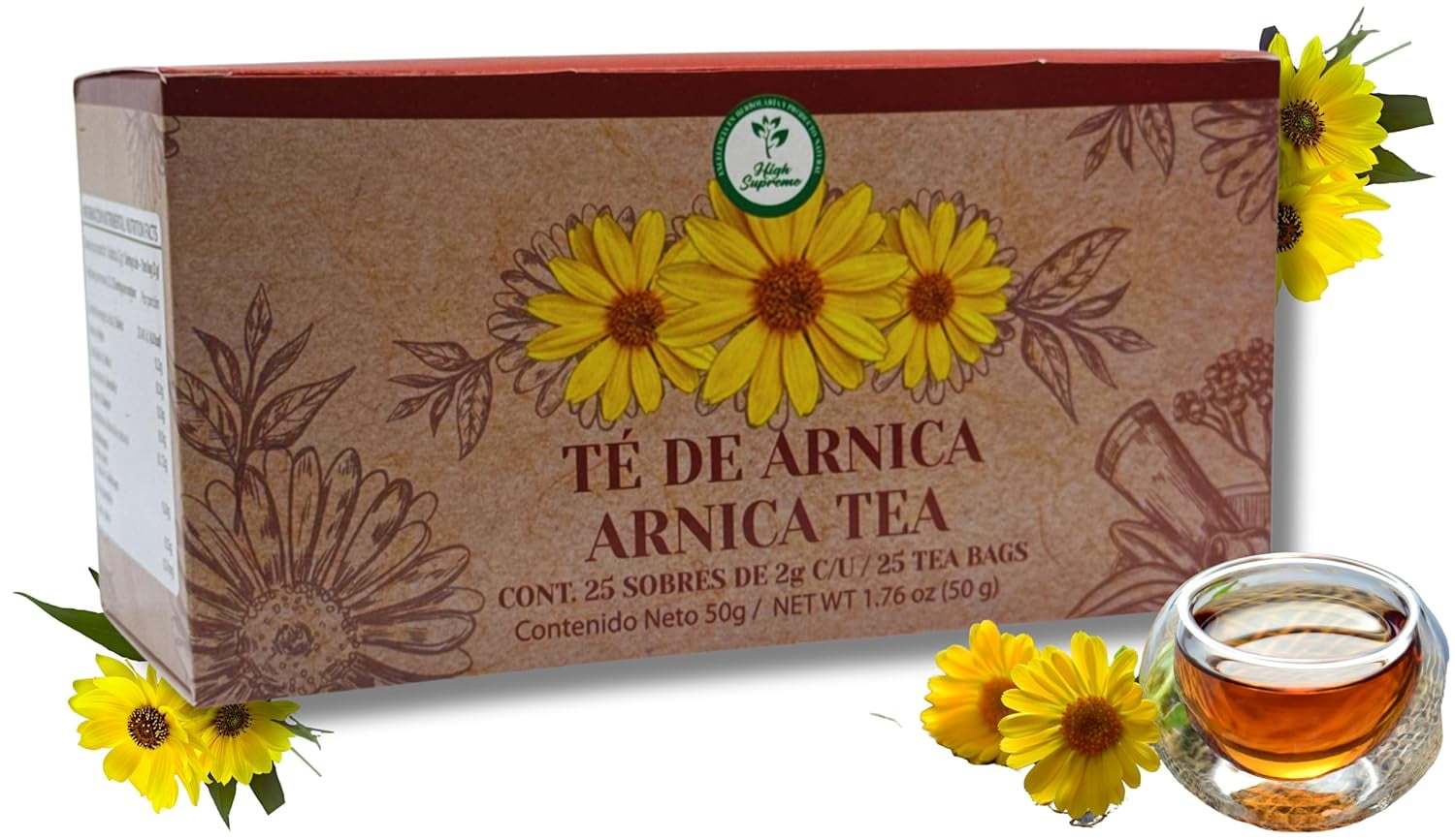 Arnica Tea – 100% Natural, Vegan, Hecho en México | 25 Tea Bags ...