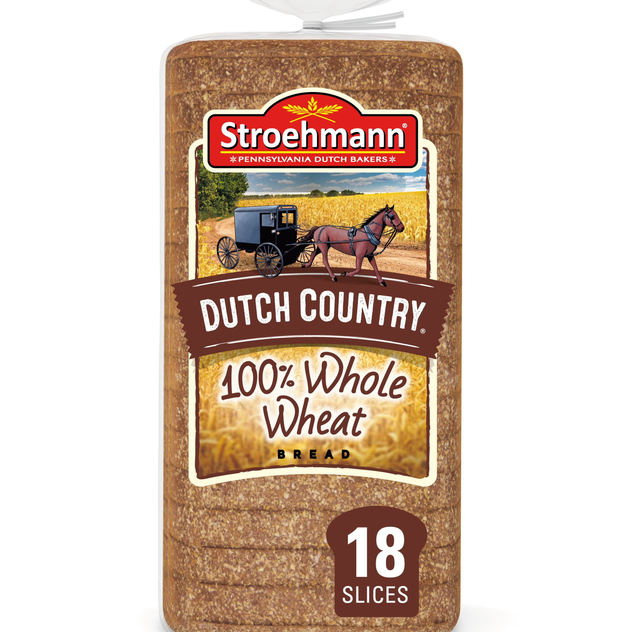 Stroehmann Dutch Country Whole Wheat Bread, 24 oz, Wheat Bread, Bag ...