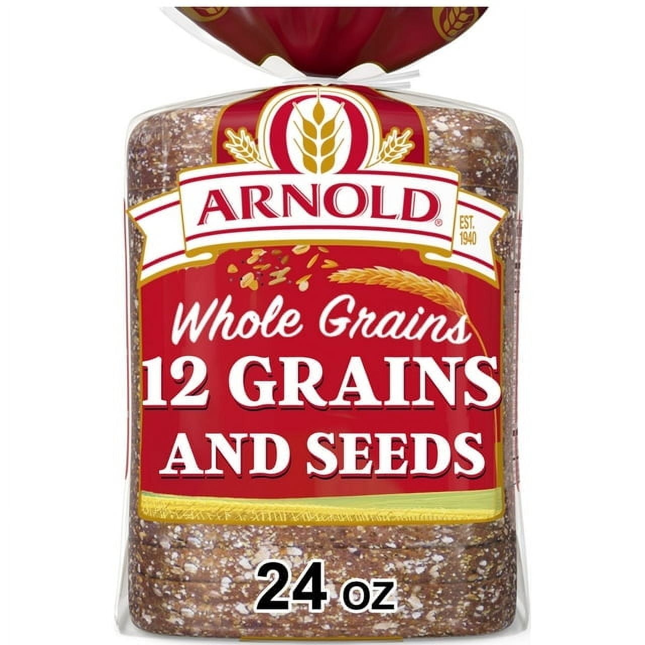Arnold 12 Grains and Seeds Bread 24 oz Whole Grain Multigrain Bread Bag ...
