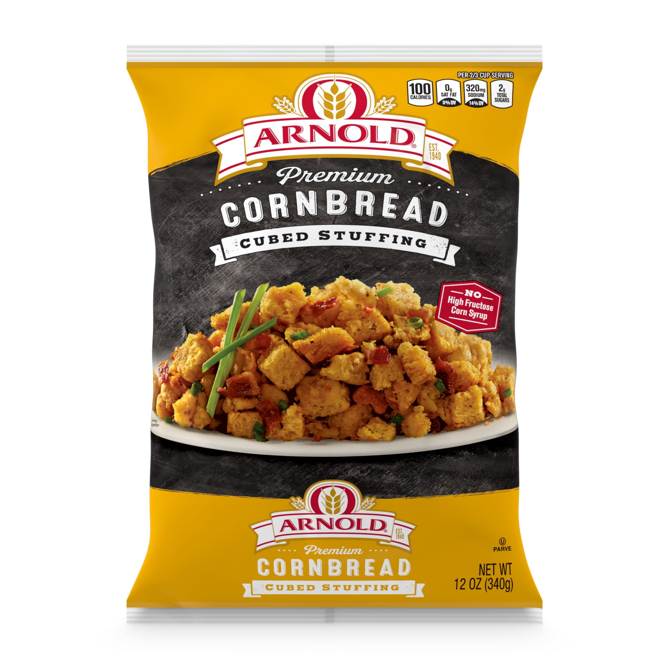 Arnold Premium Cornbread Cubed Stuffing, 12 oz, Stuffing Bread, Bag ...