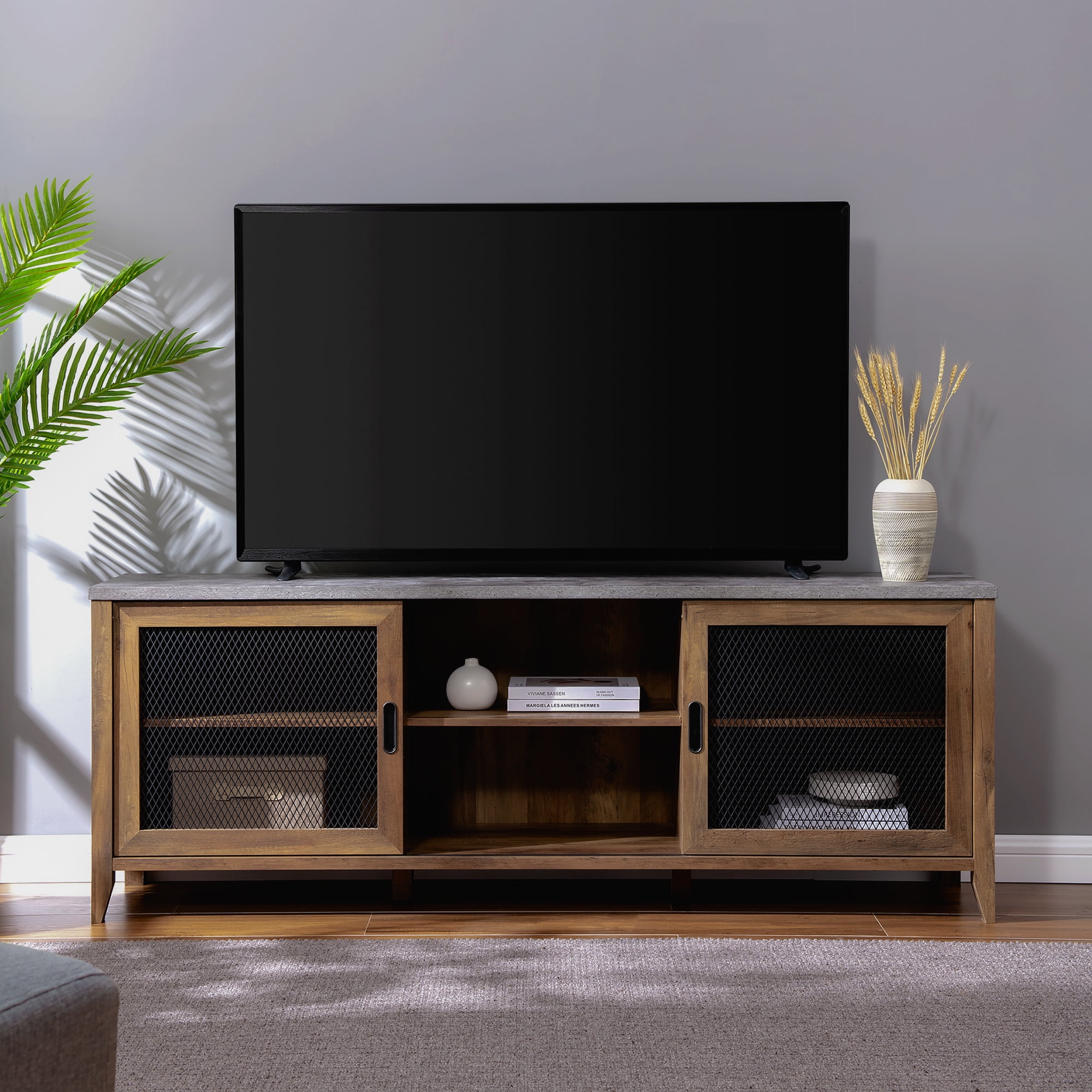 Arnold Dark Concrete Sliding Door TV Stand by River Street Designs ...