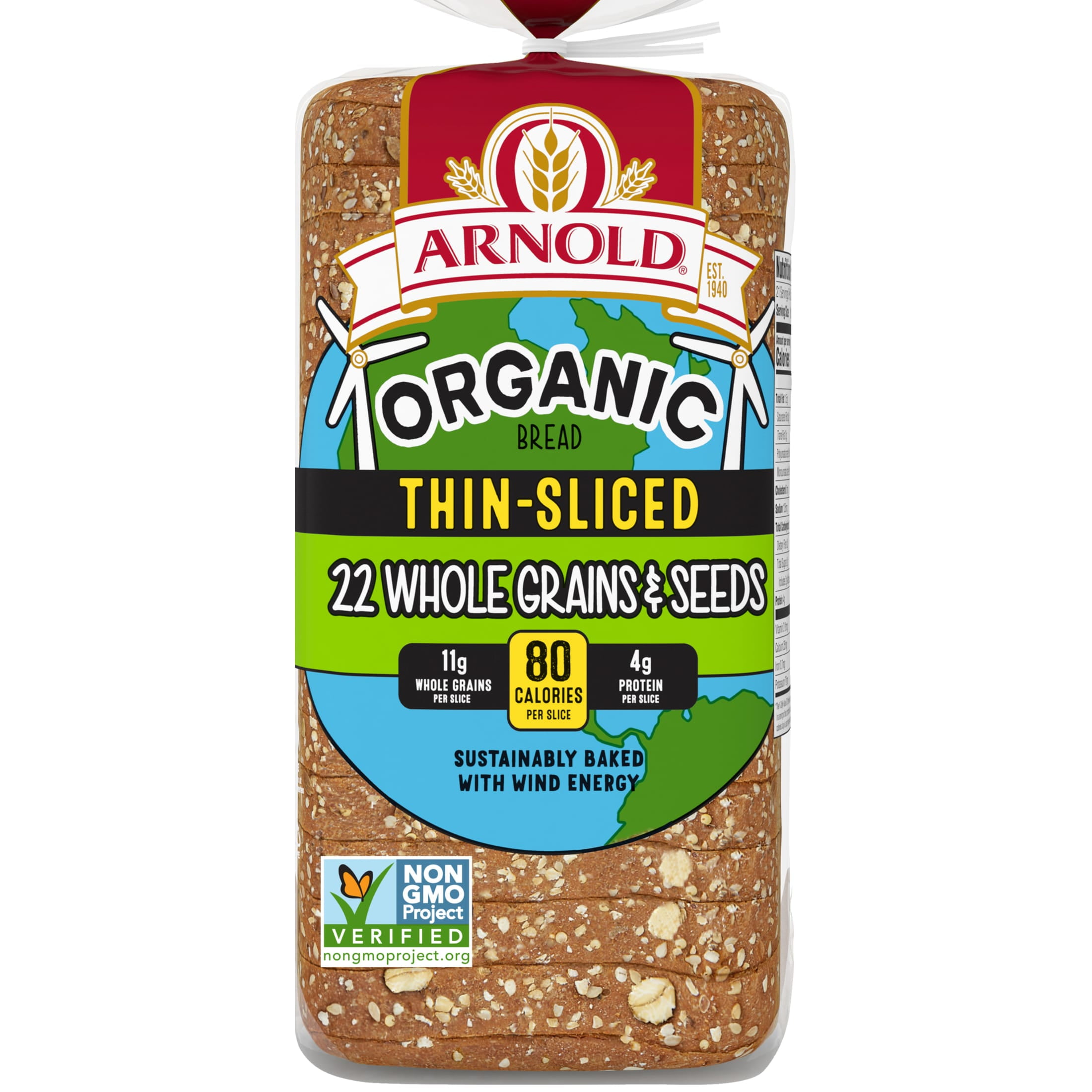 Arnold Organic 22 Whole Grains & Seeds Bread, 20 oz, Thin Sliced ...