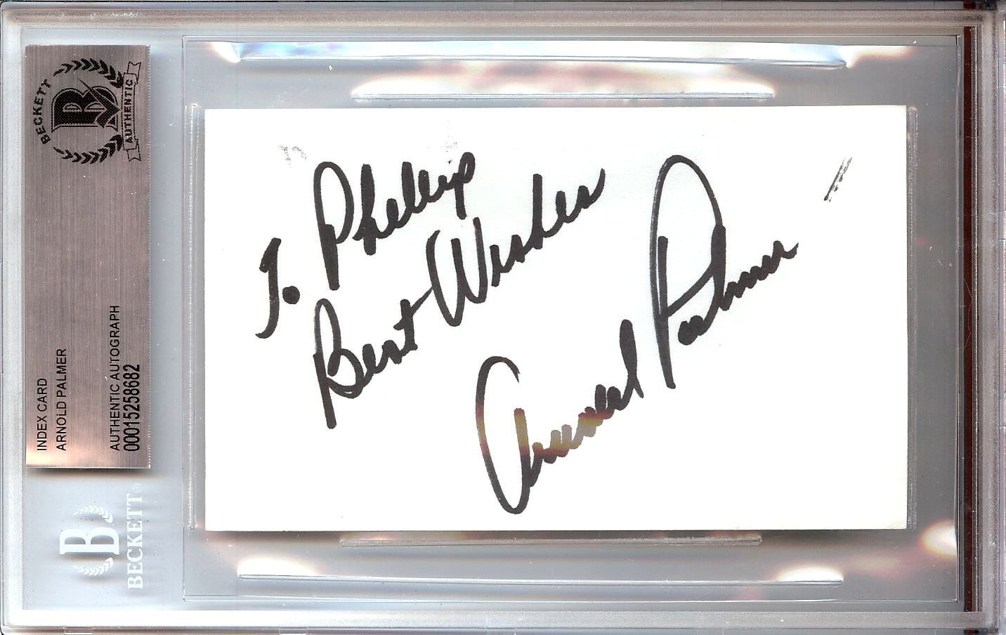 Arnold Palmer Signed Autographed Index Card PGA Legend BGS Encapsulated ...