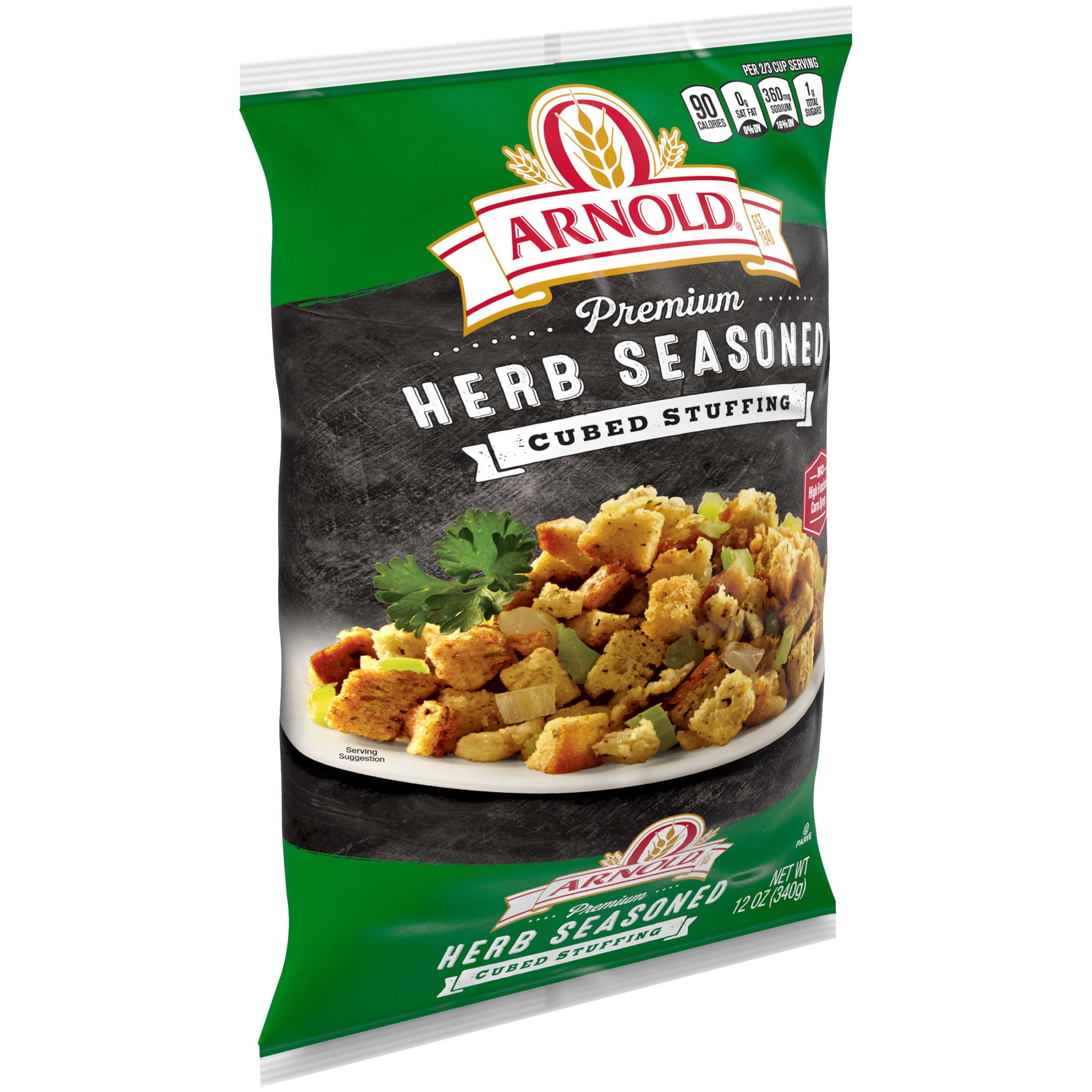 Arnold Premium Herb Seasoned Cubed Stuffing, 12 oz, Stuffing Bread, Bag ...