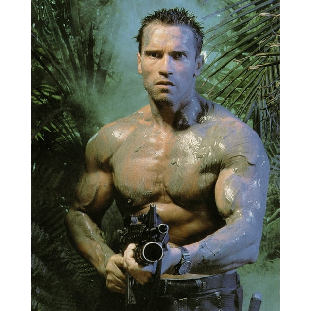 Arnold Schwarzenegger In Predator Handsome Covered In Mud Action Pose ...