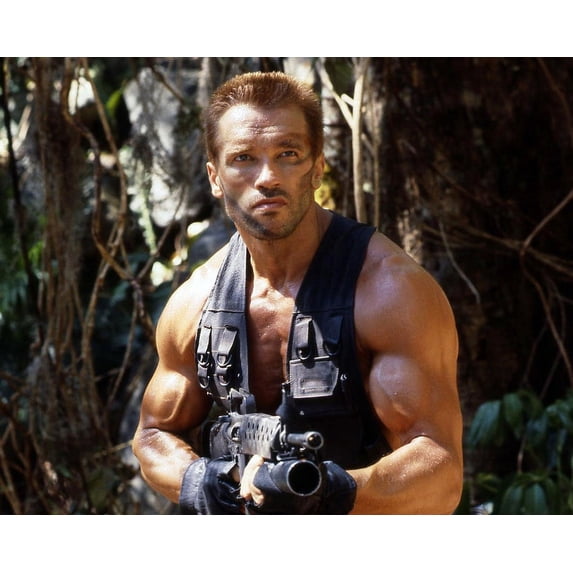 Arnold Schwarzenegger In Predator Iconic In Jungle Holding Gun 24X36 ...
