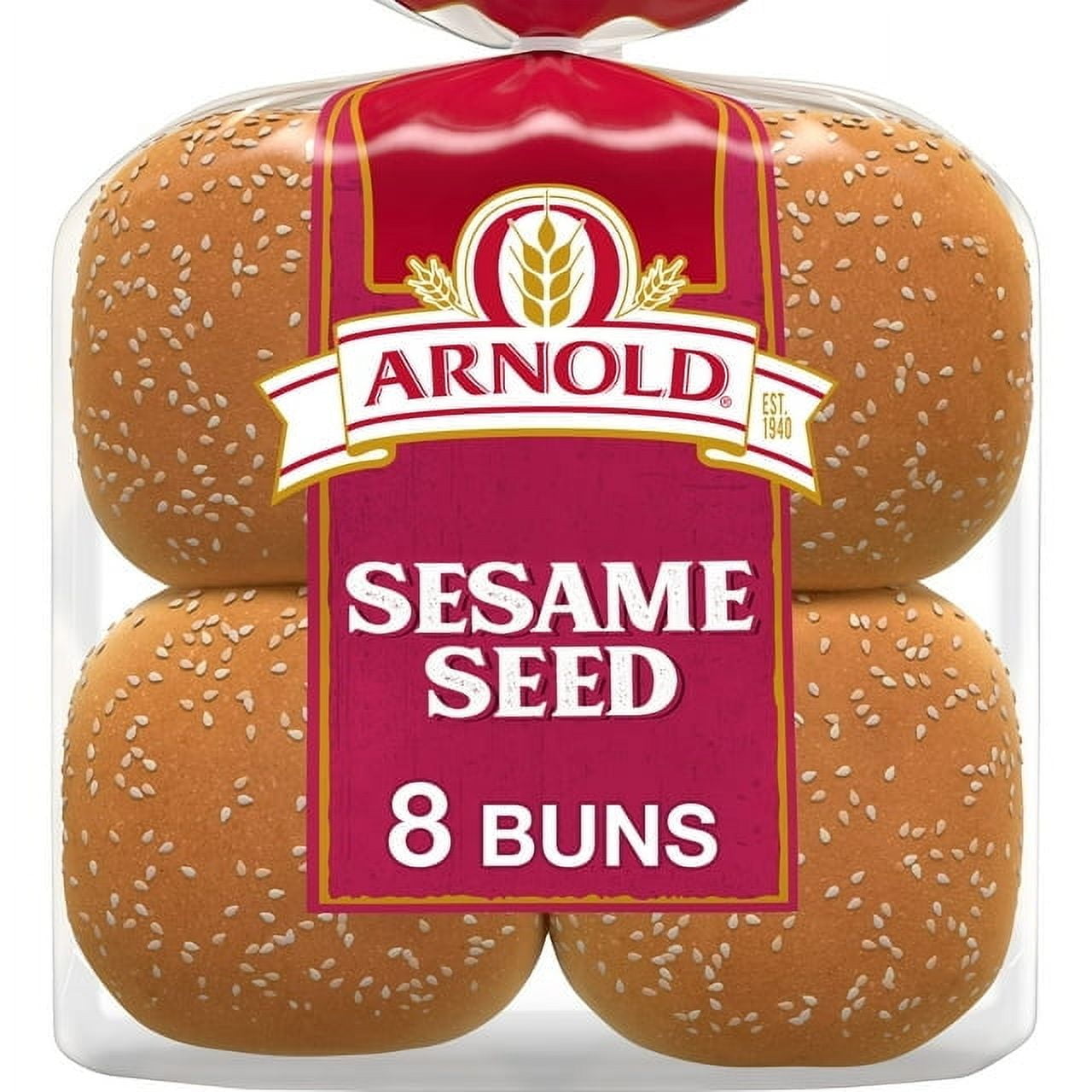 Arnold Sesame Seed Hamburger Buns 8 ct 16 oz Soft White Buns (Pack of 4 ...