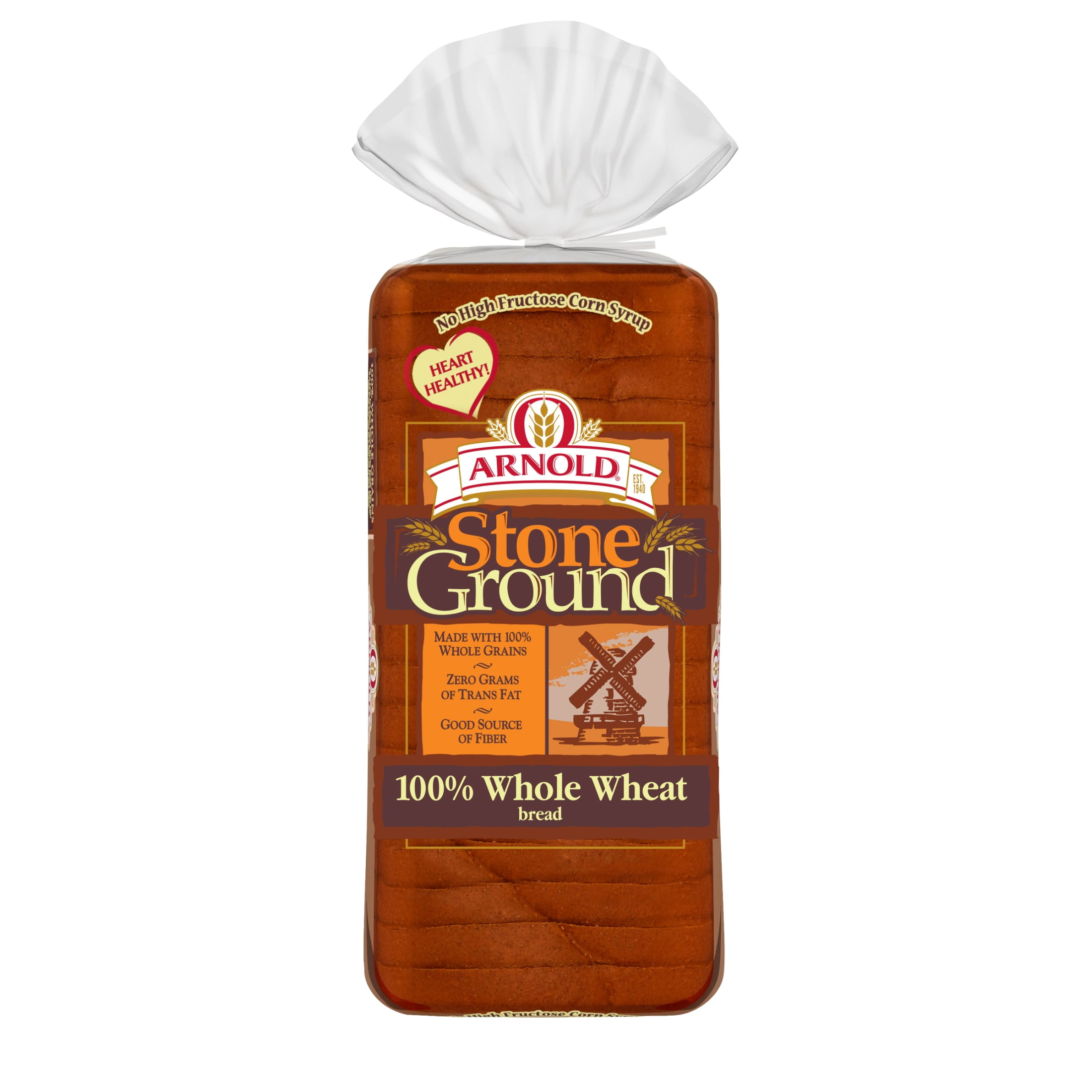 Arnold Stone Ground 100% Whole Wheat Bread, Full-Bodied Flavor, 16 oz ...