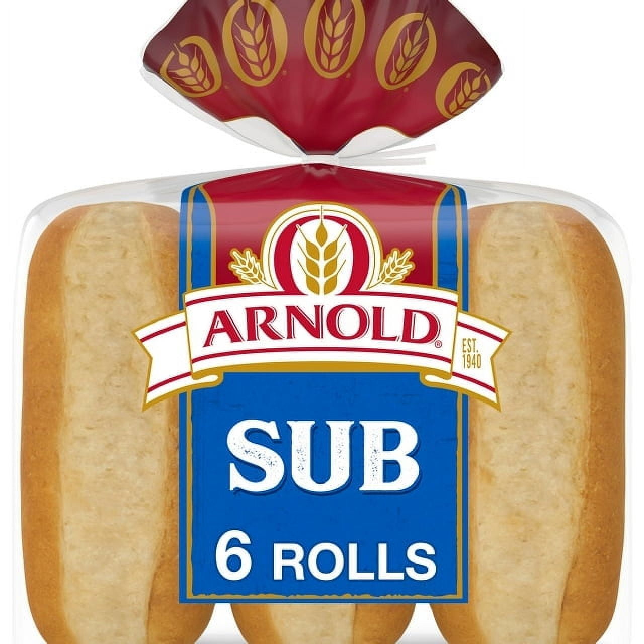 Arnold Sub Rolls 6 ct 15 oz Soft Sandwich Rolls (Pack of 2) - Walmart.com