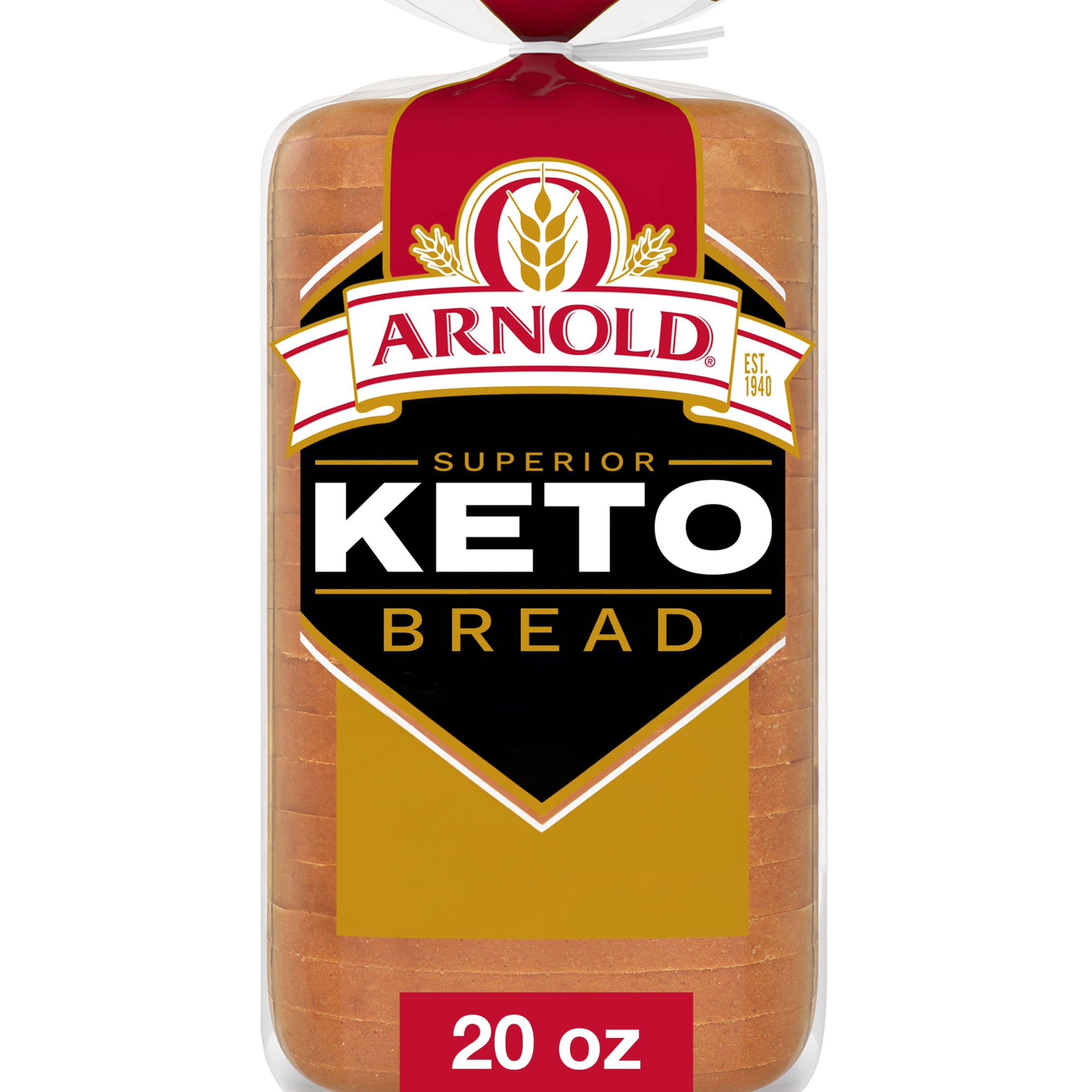 Arnold Keto Bread 20 oz Plain Low Carb, 1g Net Carb, Fiber-Packed ...