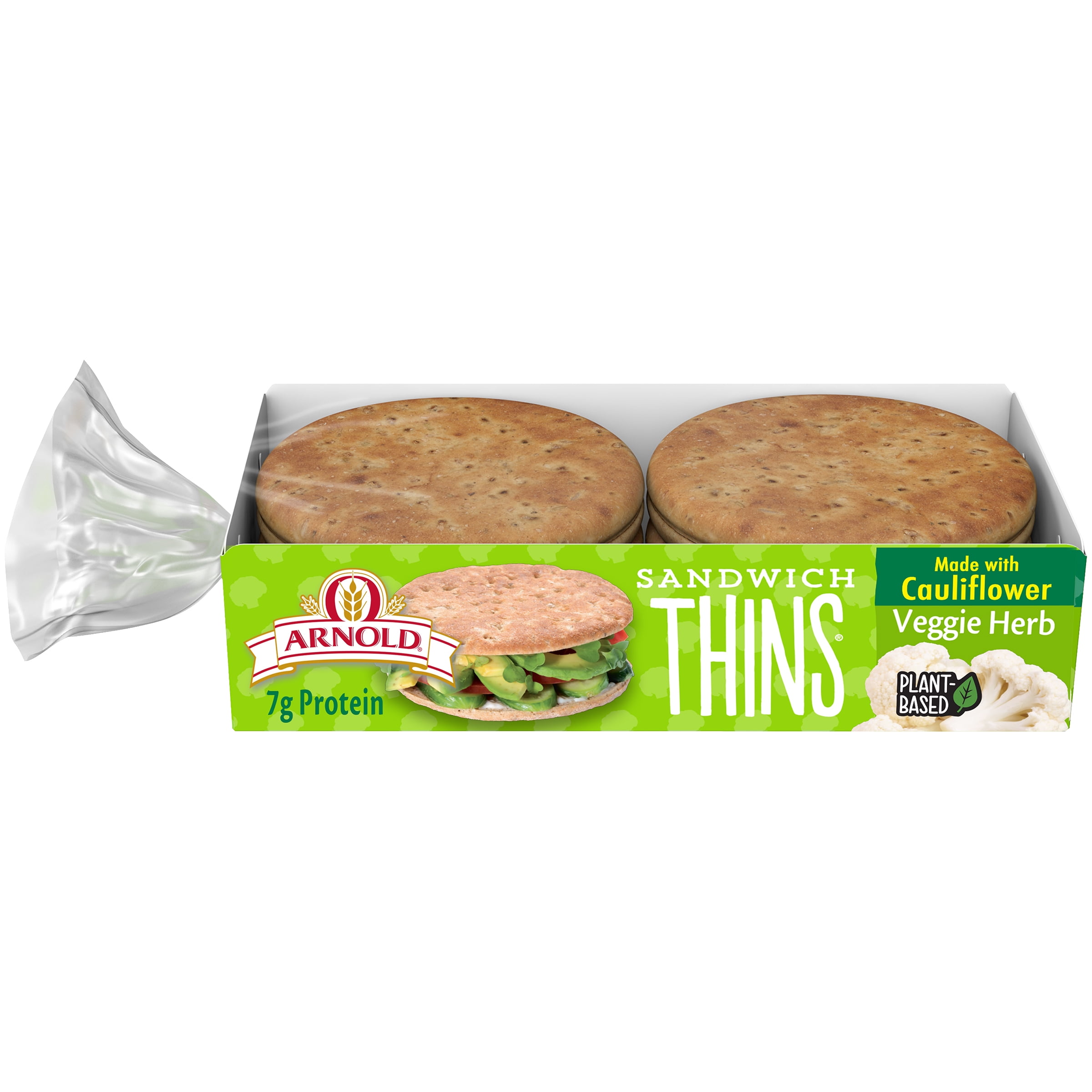 Arnold Vegetable Herb Cauliflower Sandwich Thins Rolls, No Artificial ...