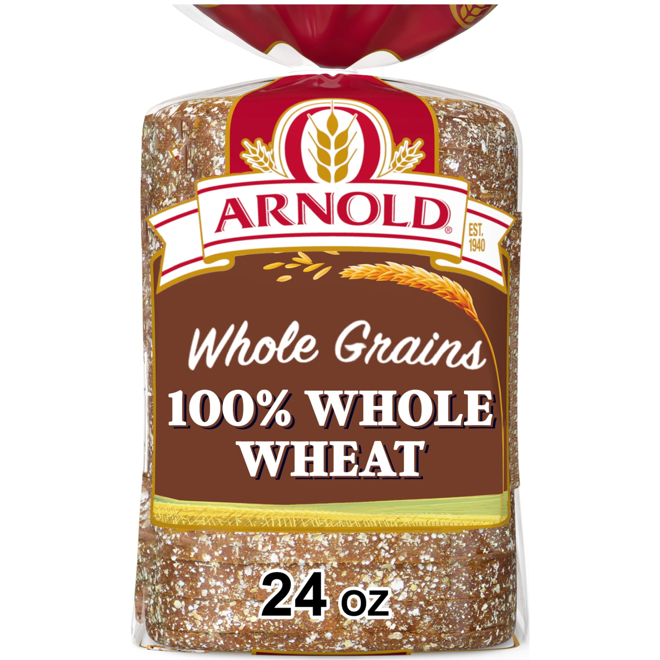 Arnold Whole Grains 100% Whole Wheat Bread, 24 oz Bag - Walmart ...