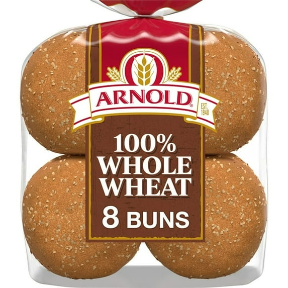 Arnold Whole Wheat Hamburger Buns 8 ct 16 oz Soft Wheat Buns (Pack of 2) - Walmart.com