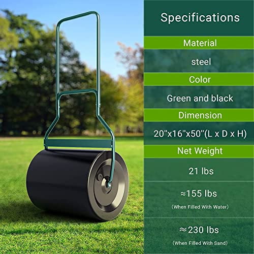 Arnot Lawn Roller, Heavy-duty Push/Tow Behind Water/Sand Filled Roller ...
