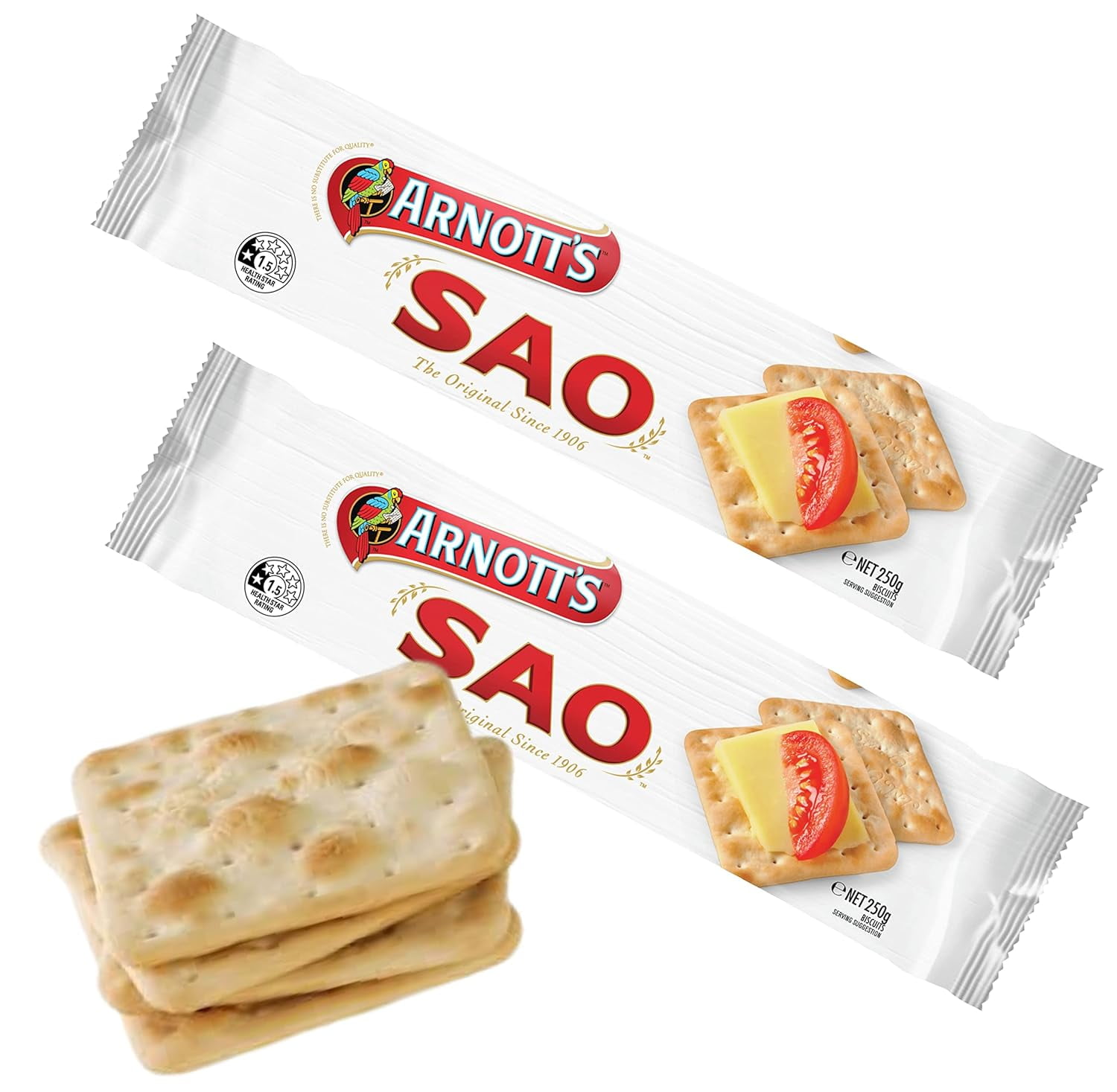 Arnott's SAO Biscuit (Deal-Pack Of 2 x 250g) The Original Since 1906 Full Size, A family ...