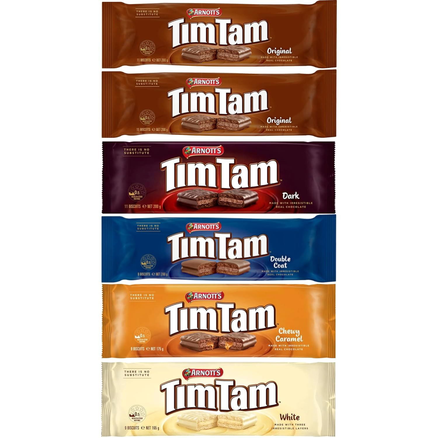 Arnott’s Tim Tam Chocolate Biscuits – 6-Pack Assortment: 2 Original, 1 ...