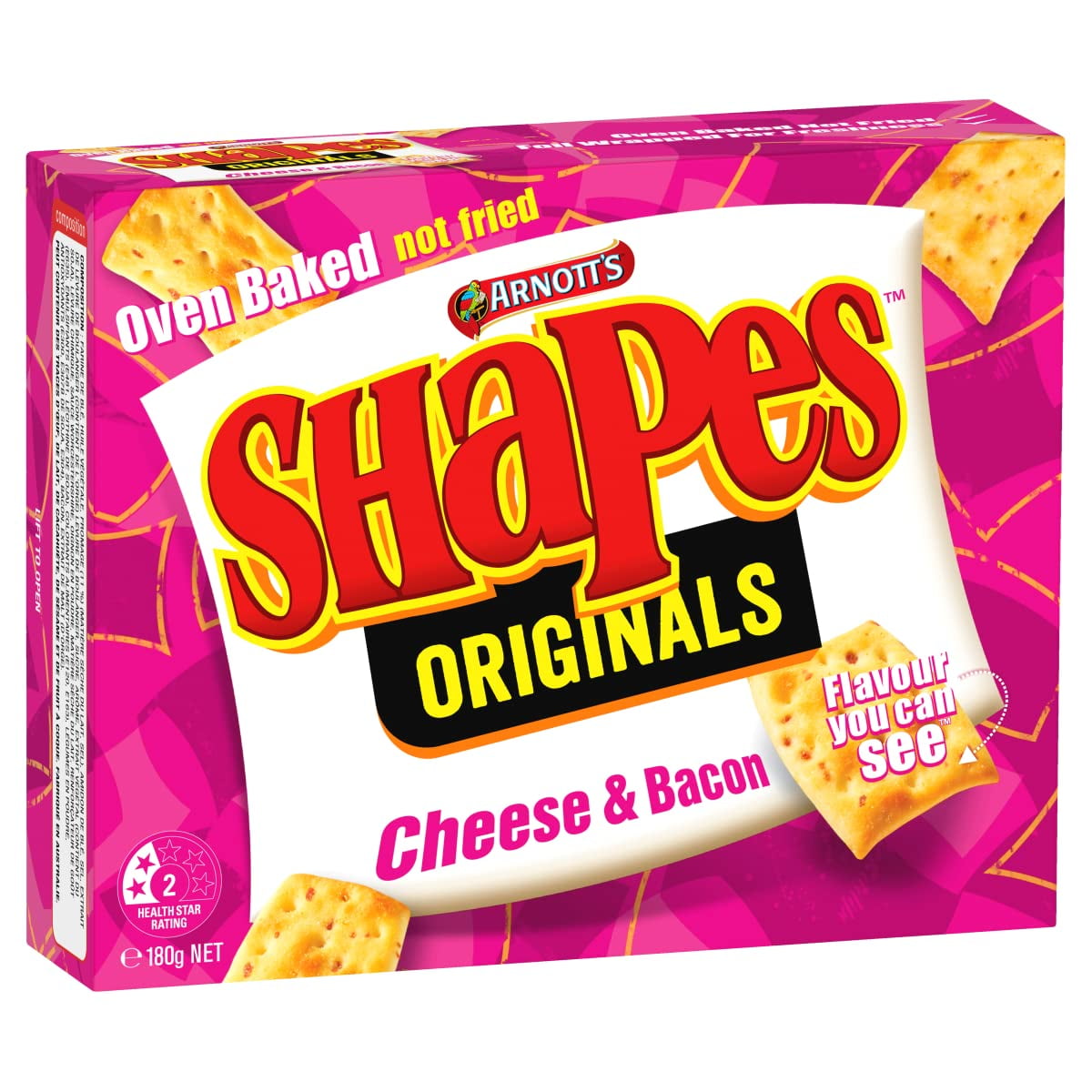 Arnotts Shapes Crackers Cheese DMF15 & Bacon 180g (2 PACKS) - Walmart.com