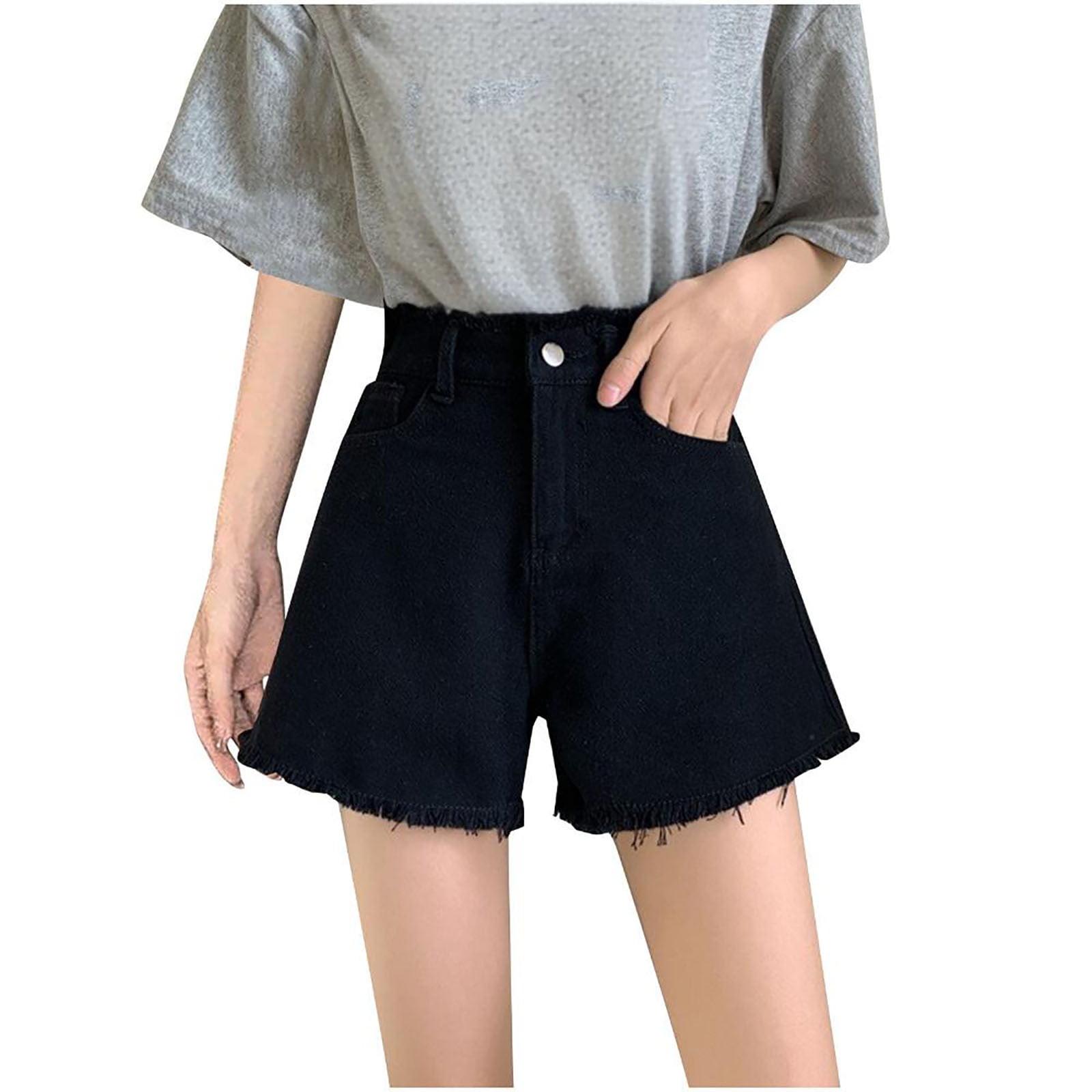 Arnsht 2025 Jean Shorts for Women Basic Wash Stretchy Solid Denim Summer Trendy Short Y2k Casual ...