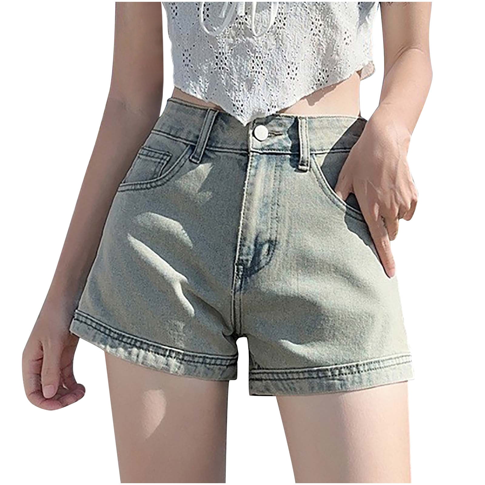 Arnsht 2025 Jean Shorts for Women Basic Wash Stretchy Solid Denim Summer Trendy Short Y2k Casual ...