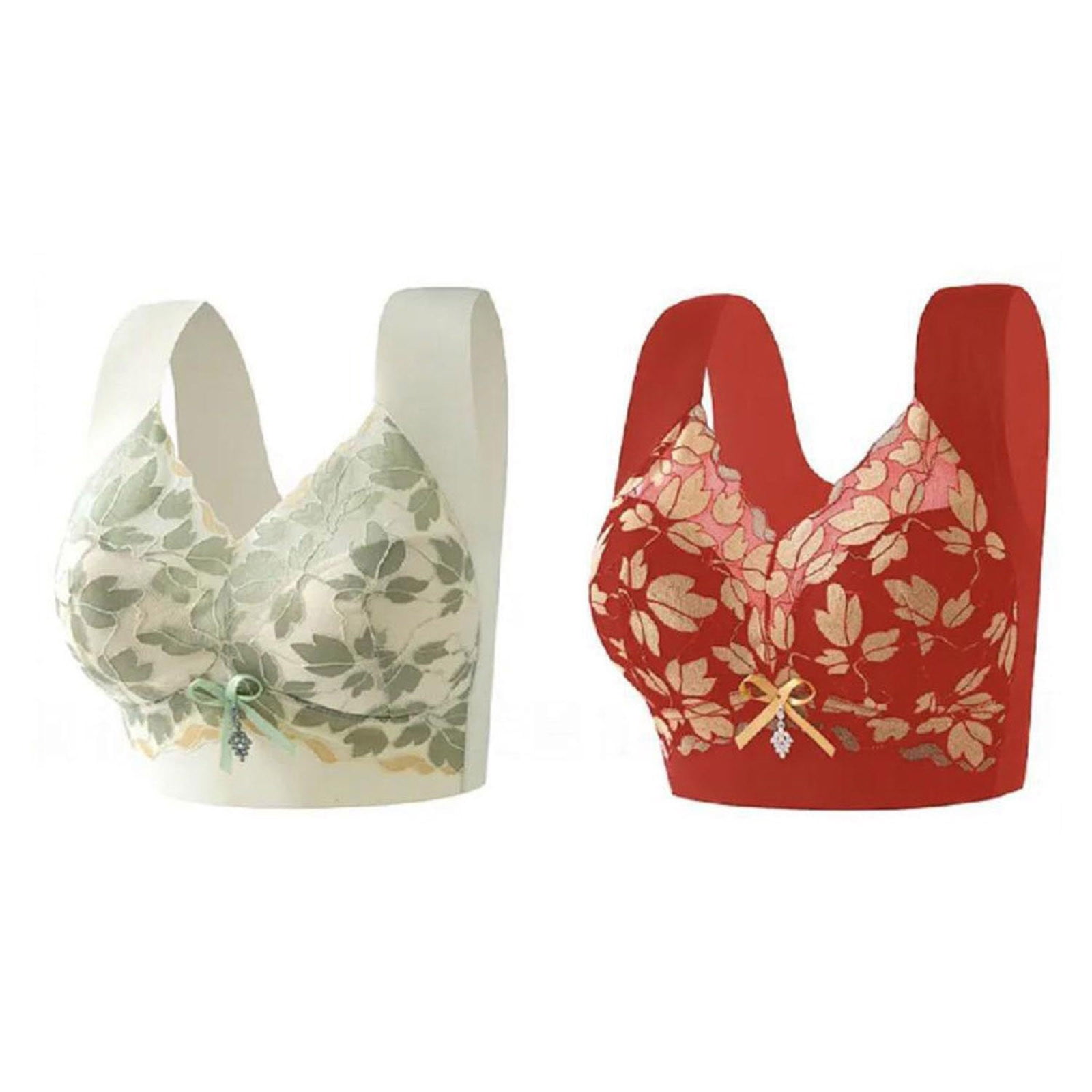 Arnsht 2PC Fashion Women's Leaf Embroidery Anti-Shine Lace Back ...