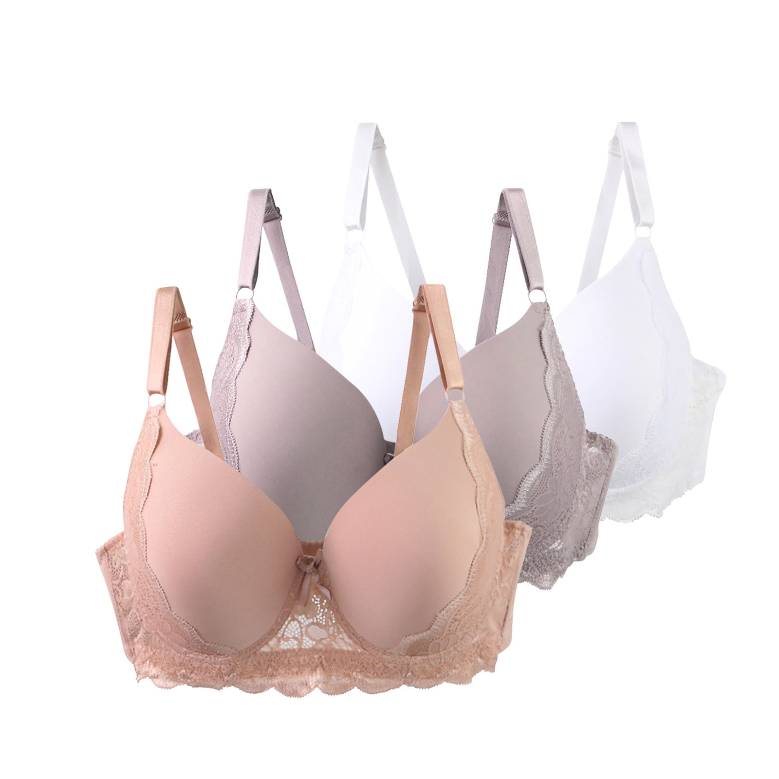 Arnsht 3PC Women's Large Size Jacquard Bra Thin with Steel Ring Top ...