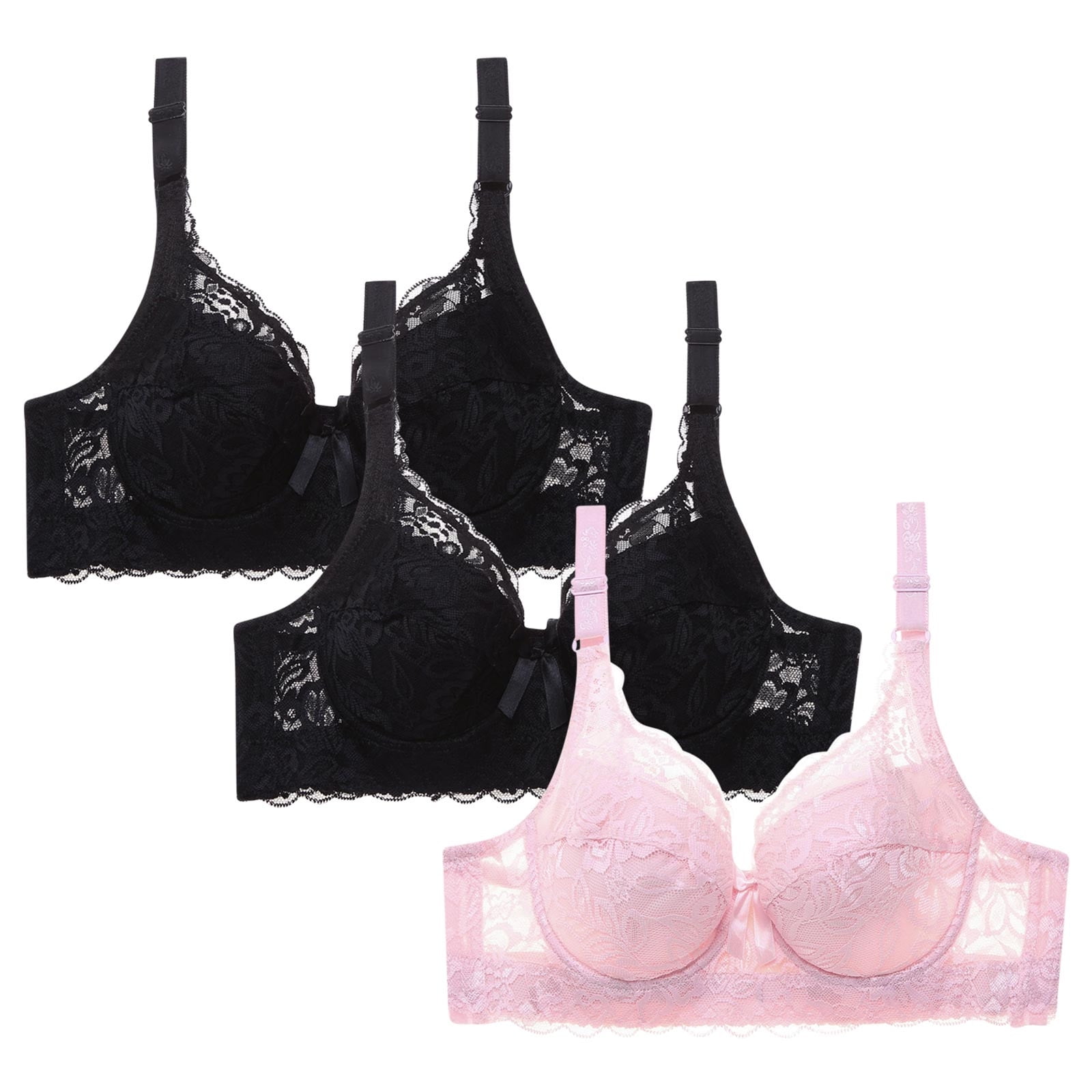 Arnsht 3PCS Lingerie for Women's Lace Underwire Bra Sheer See Through ...