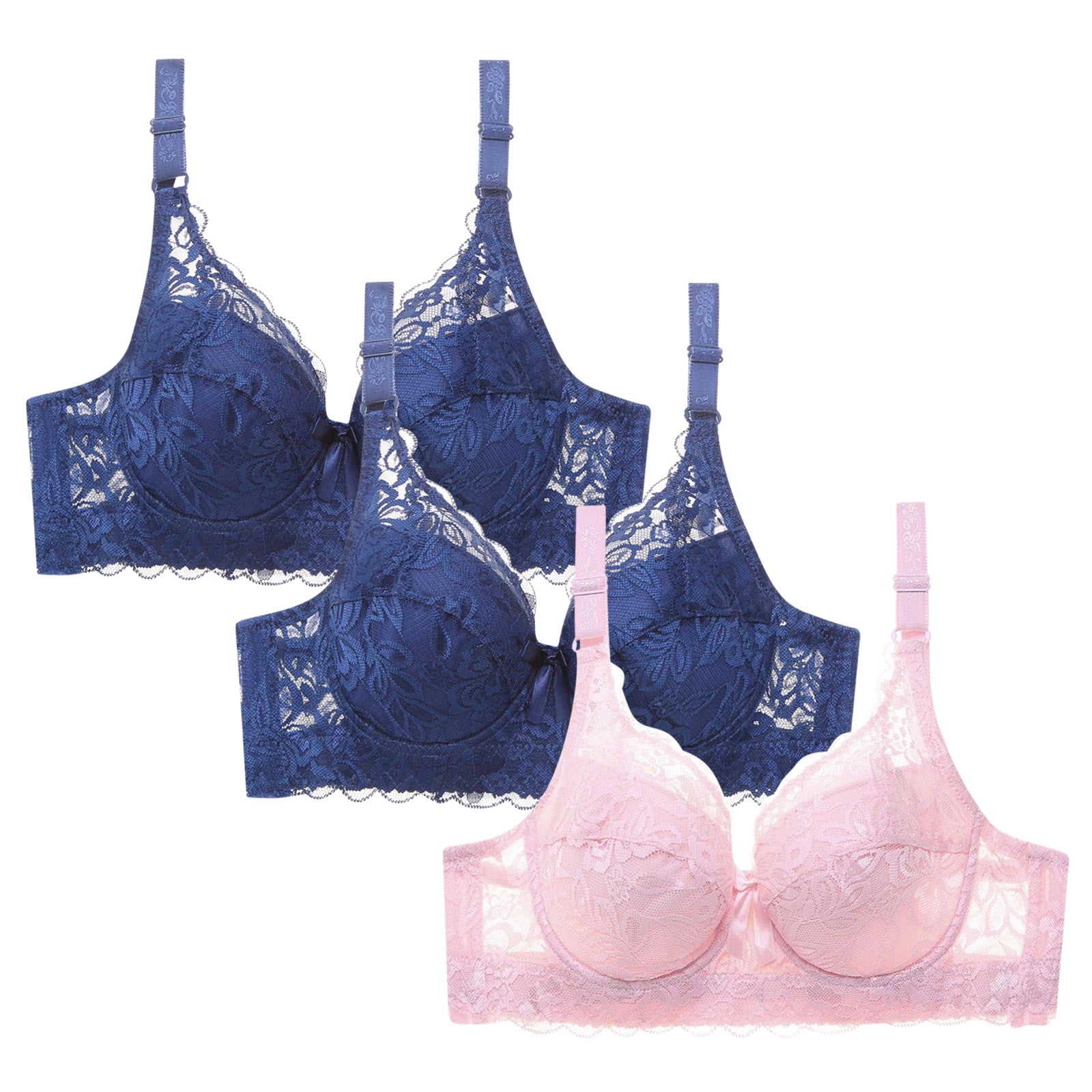 Arnsht 3PCS Lingerie for Women's Lace Underwire Bra Sheer See Through ...