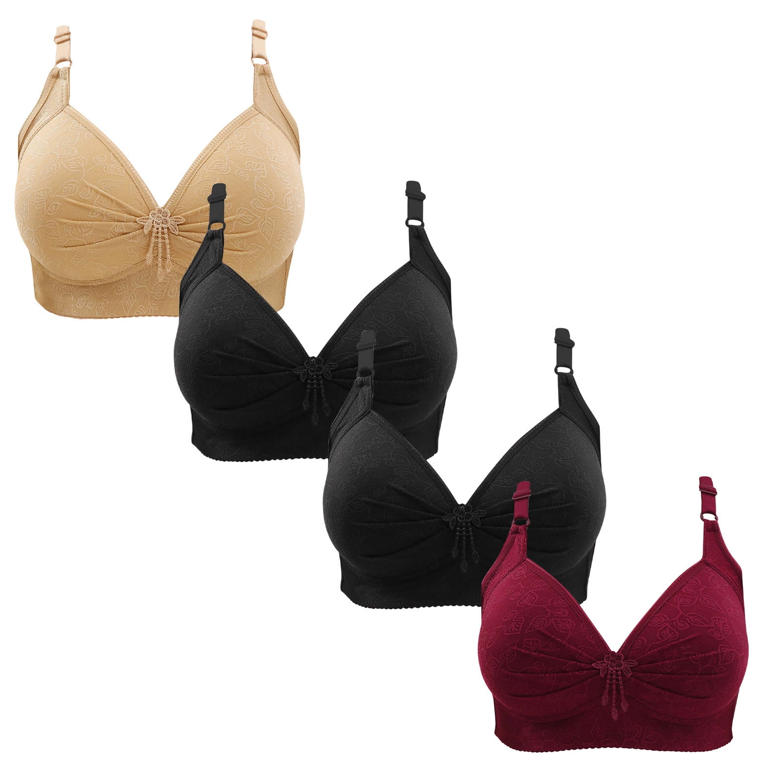 Arnsht 4 Pieces Bras for Women Plus Size, Adjustable Spaghetti Strap ...