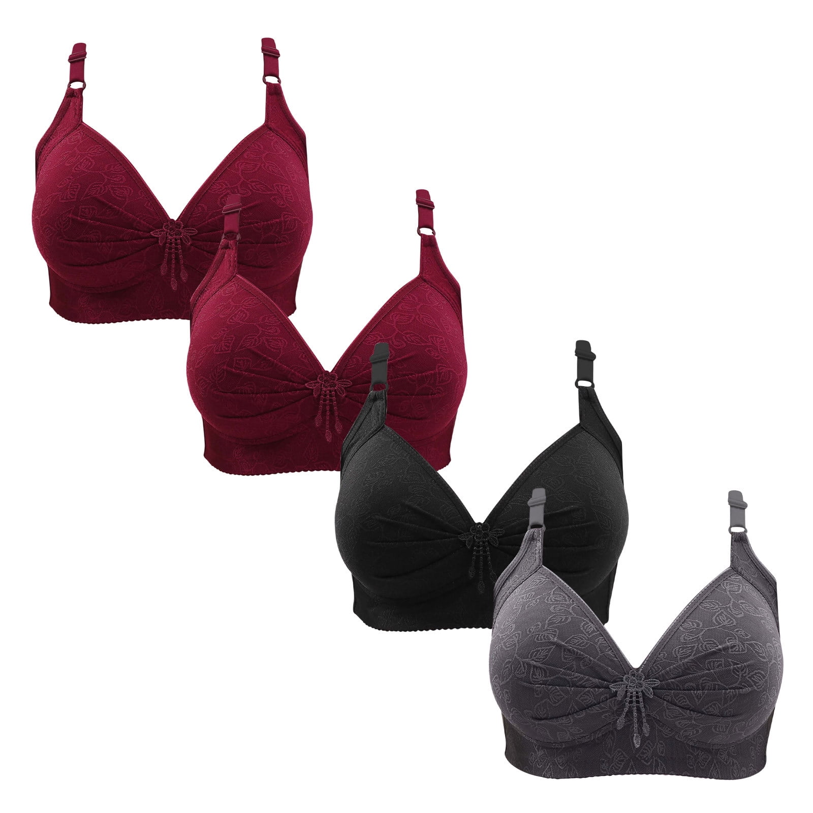 Arnsht 4 Pieces Bras for Women Plus Size, Adjustable Spaghetti Strap ...