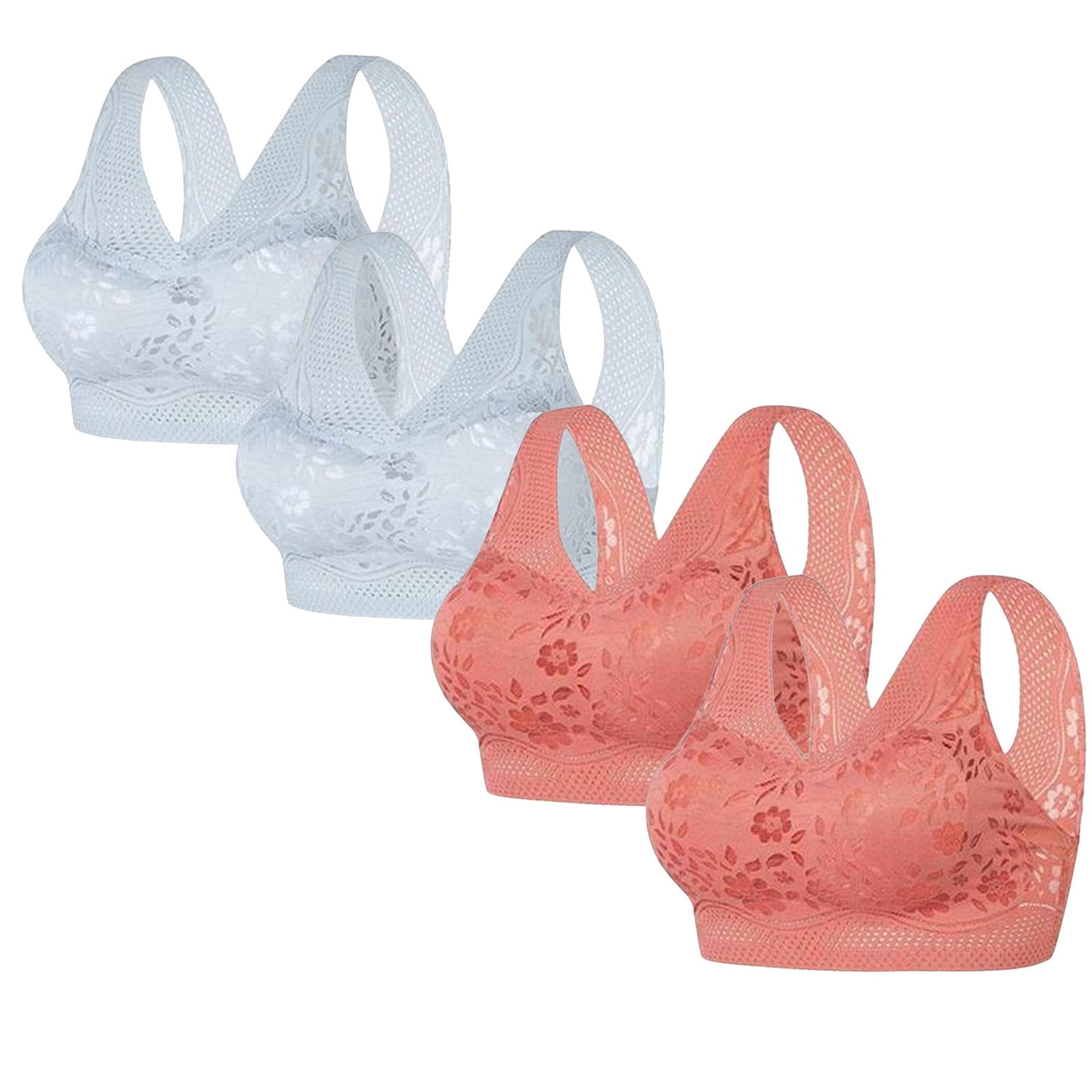 Arnsht 4pc Women's Solid Color Non-steel Ring Gathered Breathable Bra ...