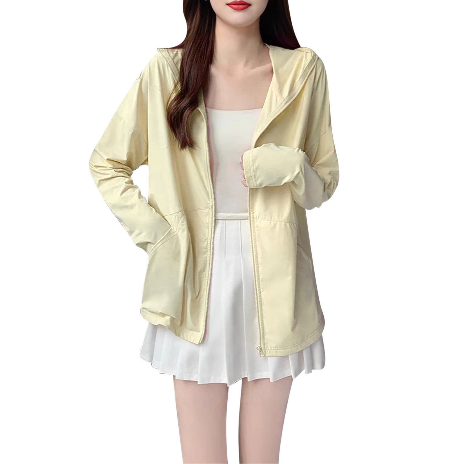 Arnsht Jackets for Women Solid Color Lightweight UV Sunscreen Clothing ...