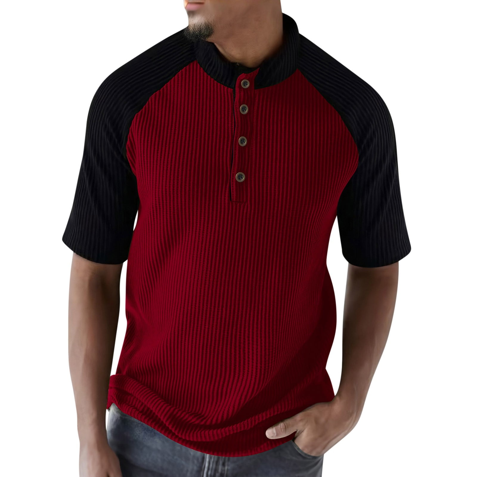Arnsht Men's Big and Tall Ribbed Henley Shirts Short Sleeve Comfort ...
