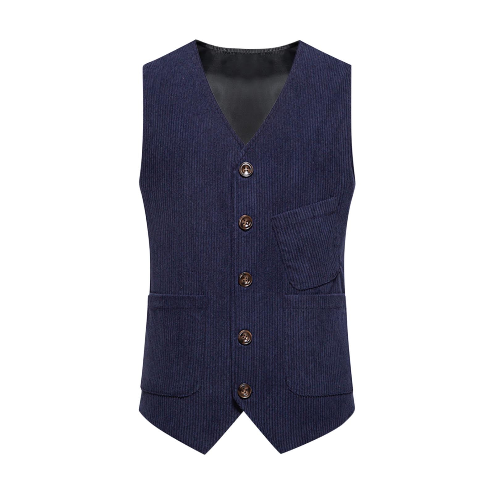 Arnsht Men's Corduroy Vest V-Neck Vintage Western Cowboy Waistcoat ...