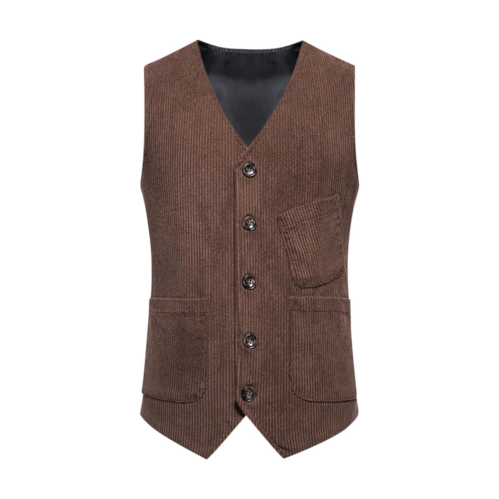 Arnsht Men's Corduroy Vest V-Neck Vintage Western Cowboy Waistcoat ...