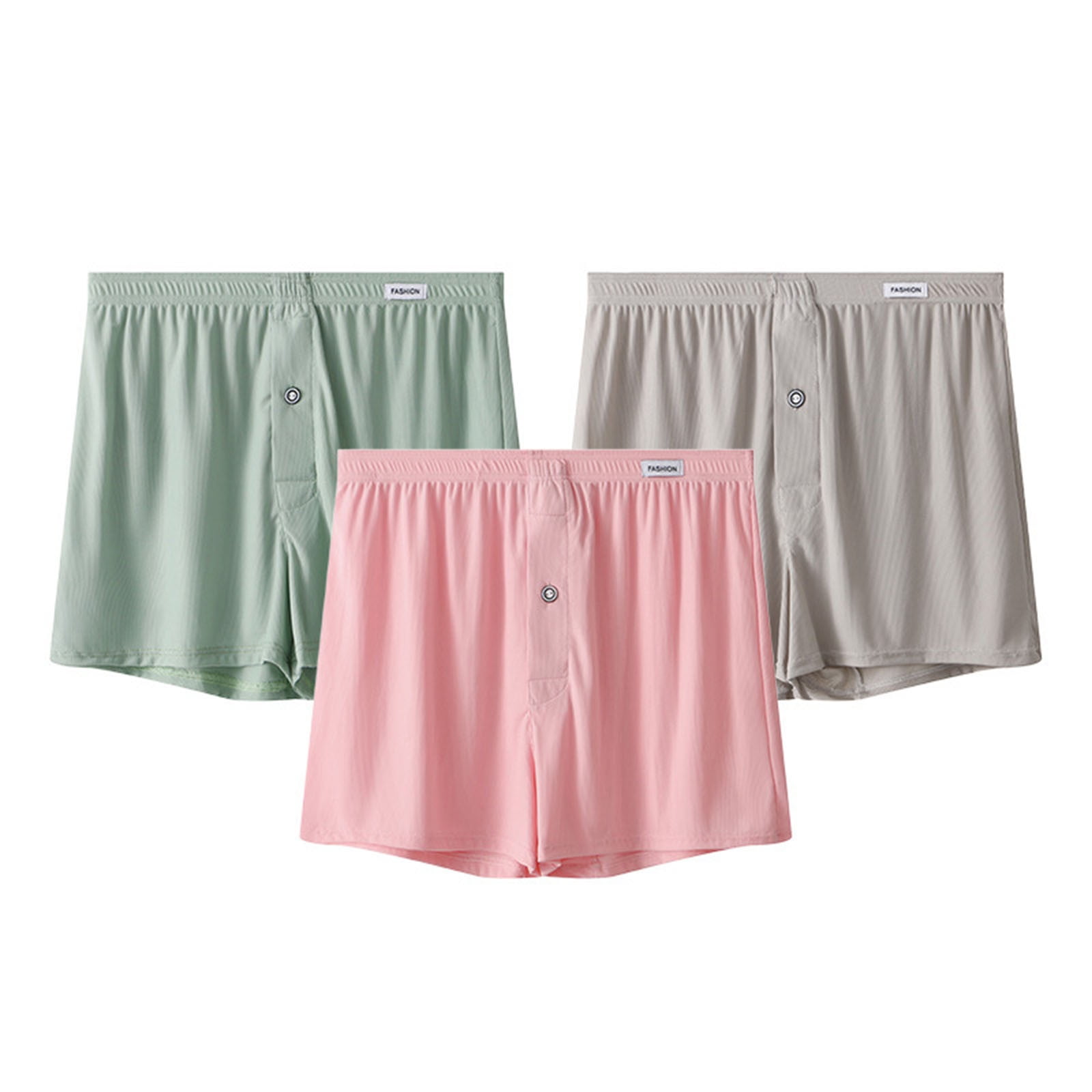 Arnsht Men's Solid Color Ice Silk Underwear Boxer Briefs Loose Soft ...