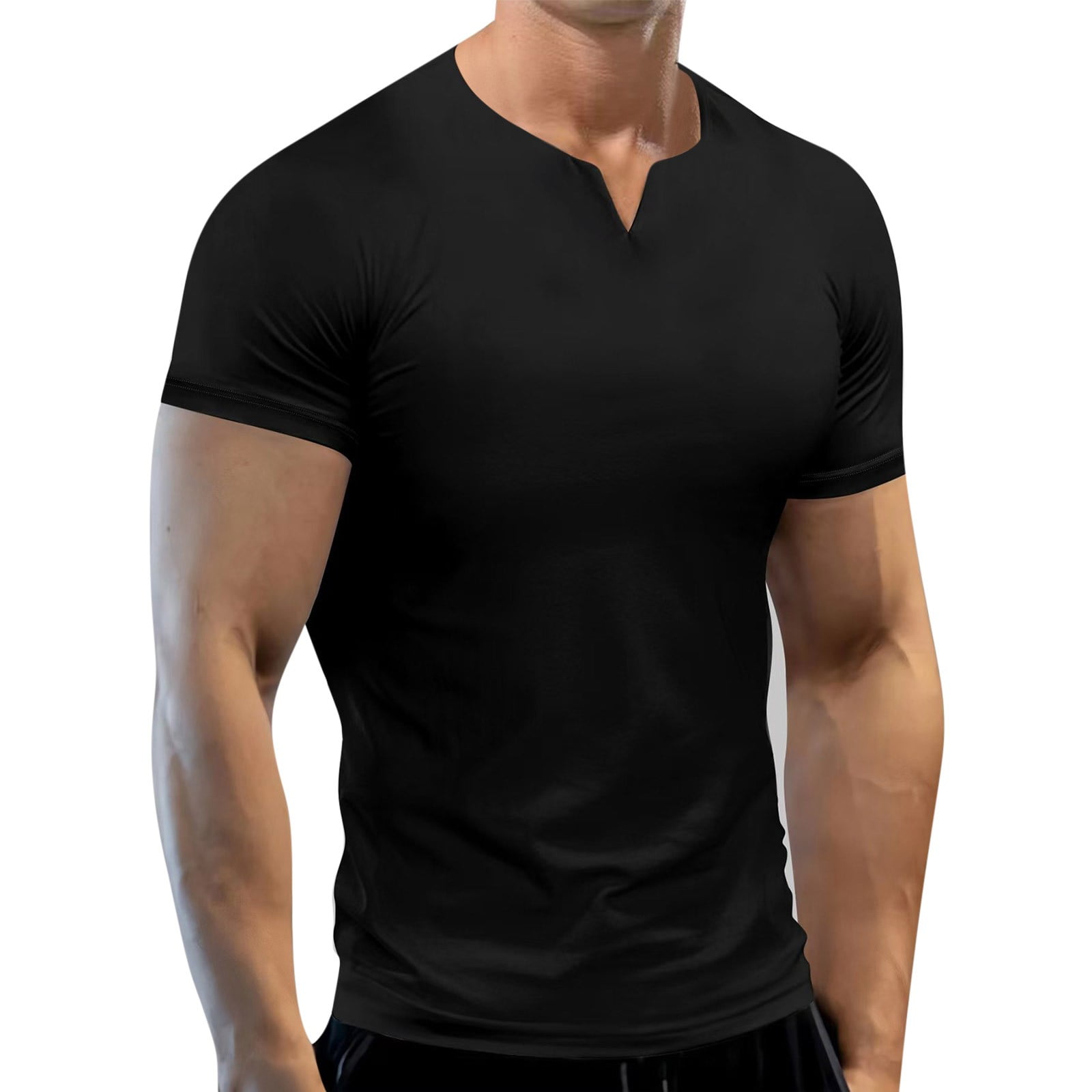 Arnsht Mens Muscle Slim Fitted T Shirts V Neck Longline Henley Shirt Soft Breathable Comfort Gym ...
