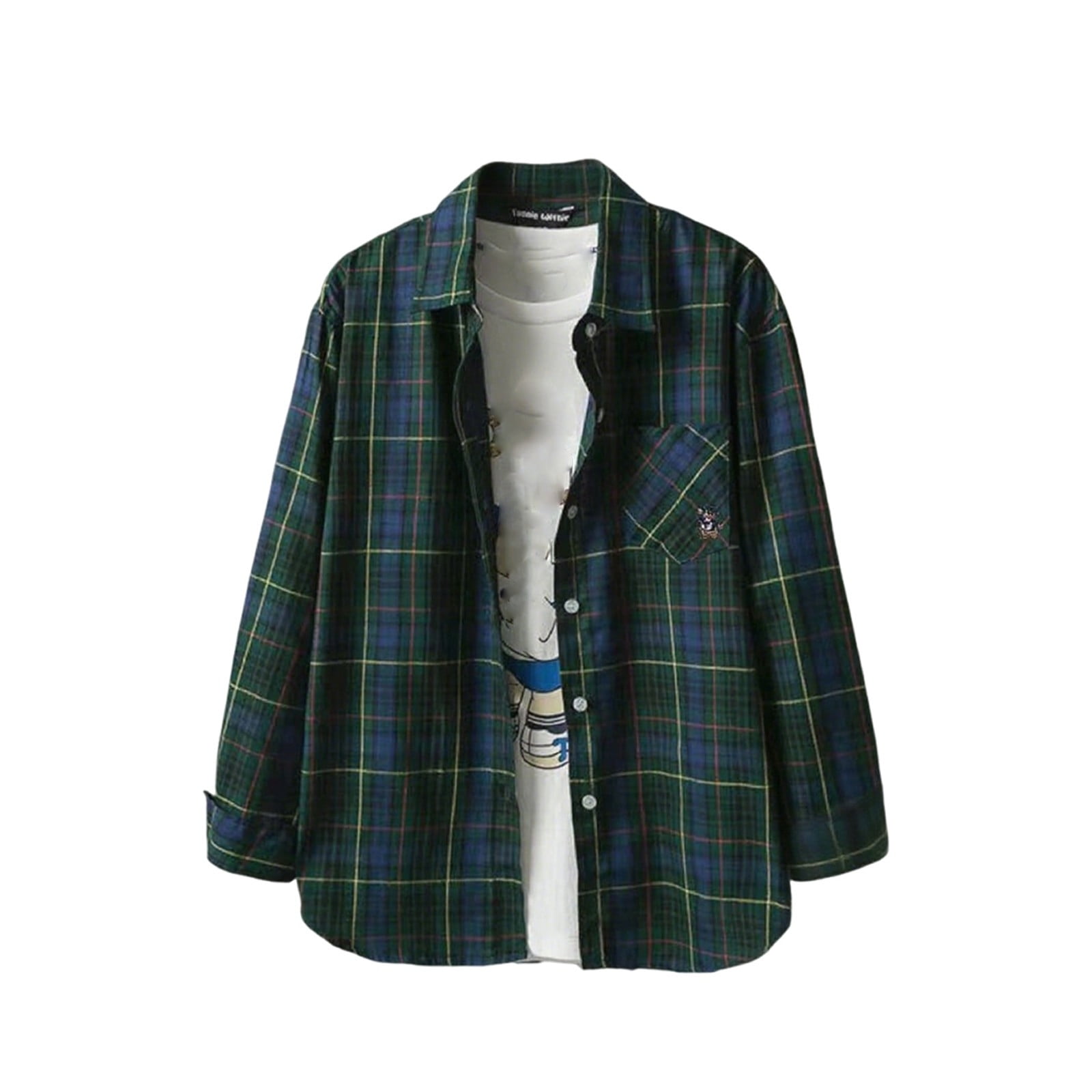 Arnsht Plaid Flannel Shirts for Women Loose Fit Casual Lapel Button ...