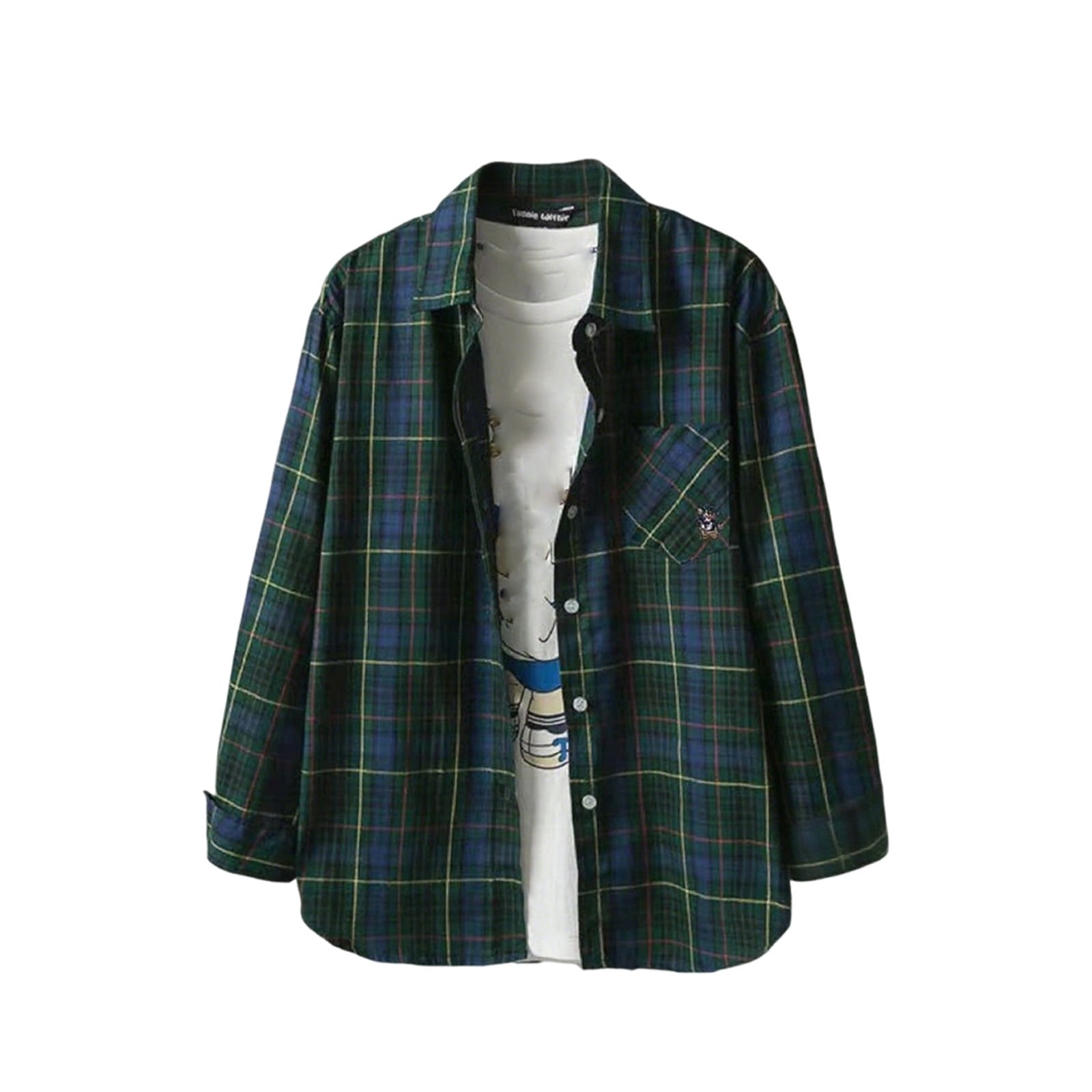 Arnsht Plaid Flannel Shirts for Women Loose Fit Casual Lapel Button ...