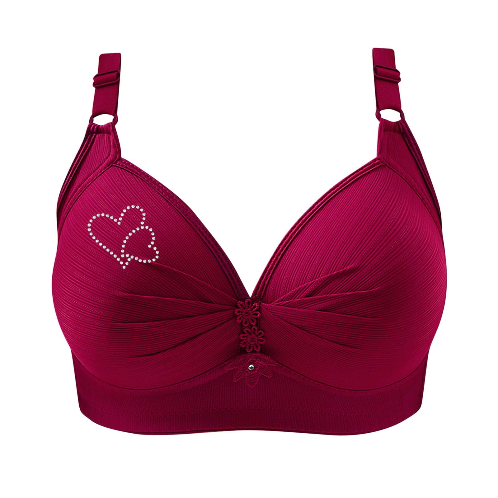 Arnsht Plus Size Bras for Women Cute Heart Diamond Pattern Embroidered Print No Underwire ...