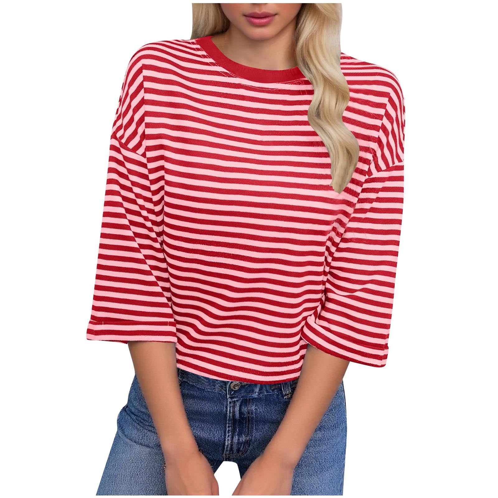 Arnsht Striped Tshirt Women Bow Tie Back,Striped Half Sleeve T Shirts ...