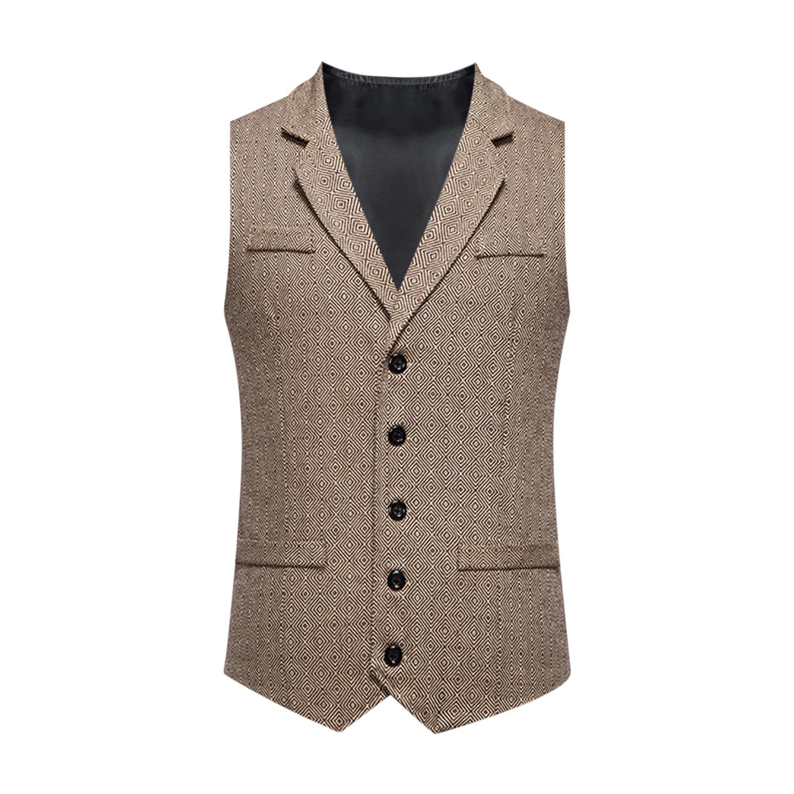 Arnsht Suit Vest for Men Herringbone Tweed Suit Vest Retro Solid ...