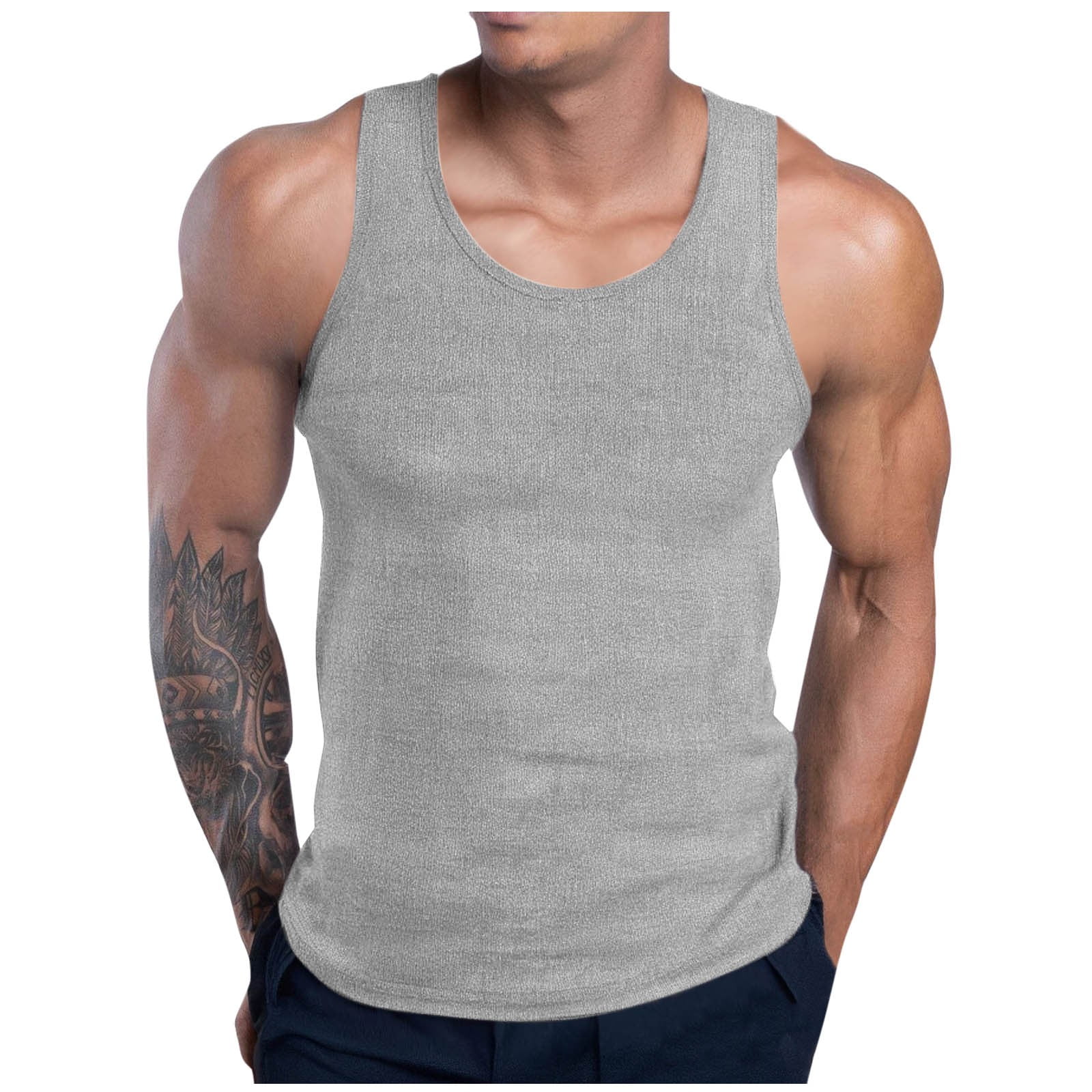 Arnsht Tank Tops for Men Ribbed Compression Undershirt Solid Color ...