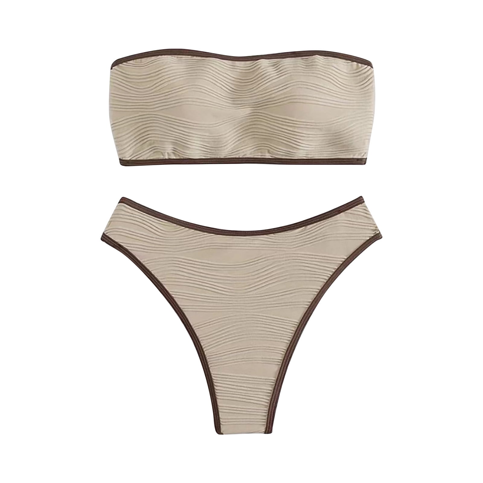 Arnsht Women Bikini Swimsuit Solid Bandeau Bikinis Set Thong Swimwear ...