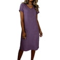 Arnsht Women Cotton Linen Dresses Summer Cap Short Sleeve Comfy Travel ...