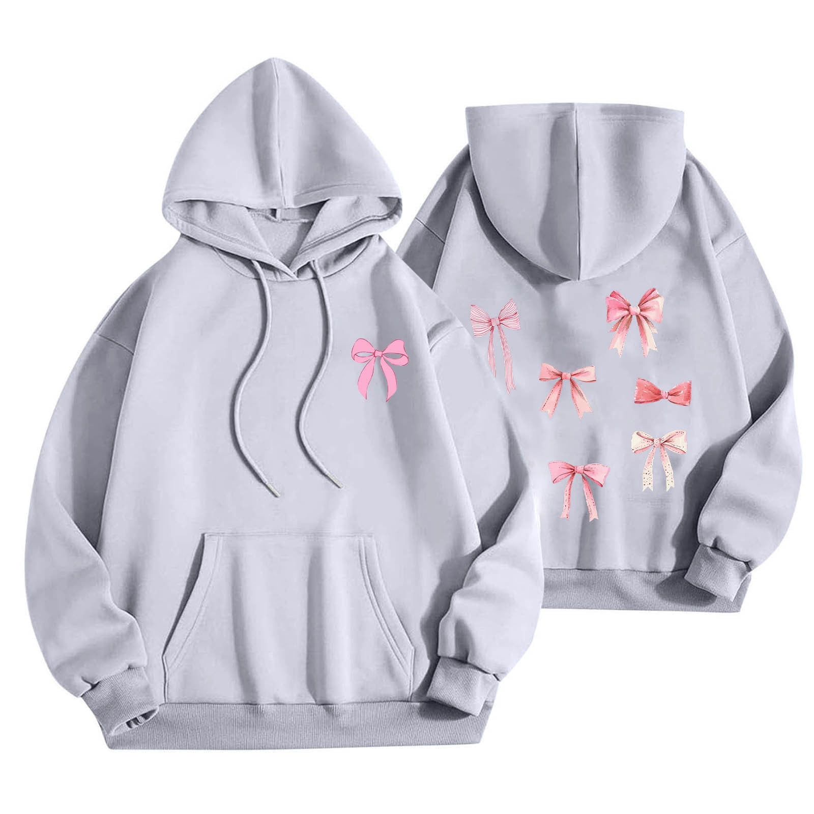 Arnsht Women Cute Bow Print Hoodies Comfy Preppy Hooded Sweatshirts for ...