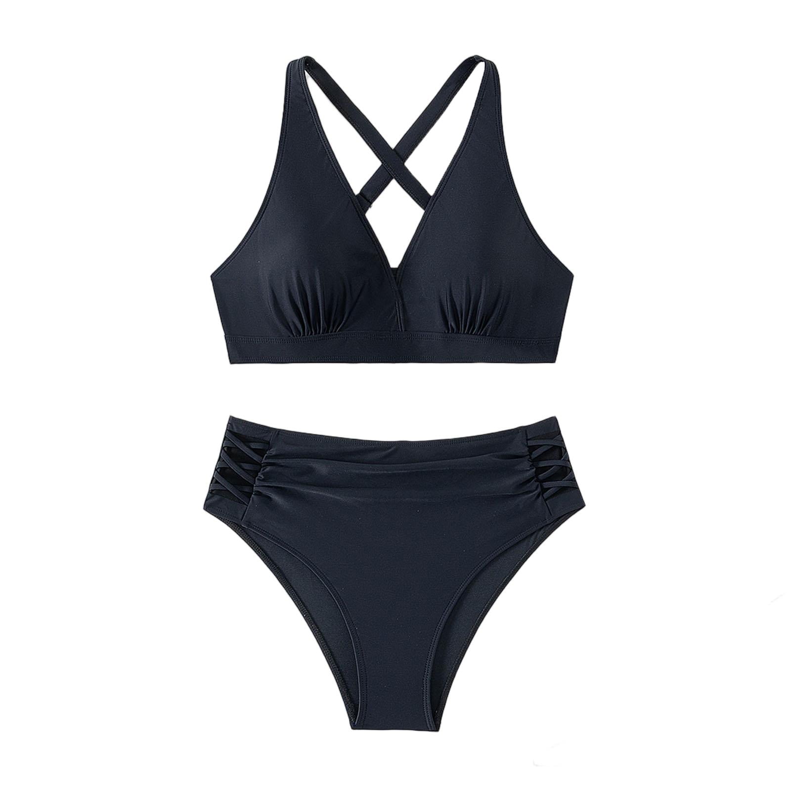 Arnsht Women Plus Size Bikini Set Cross Back V Neck 2 Piece Bathing ...