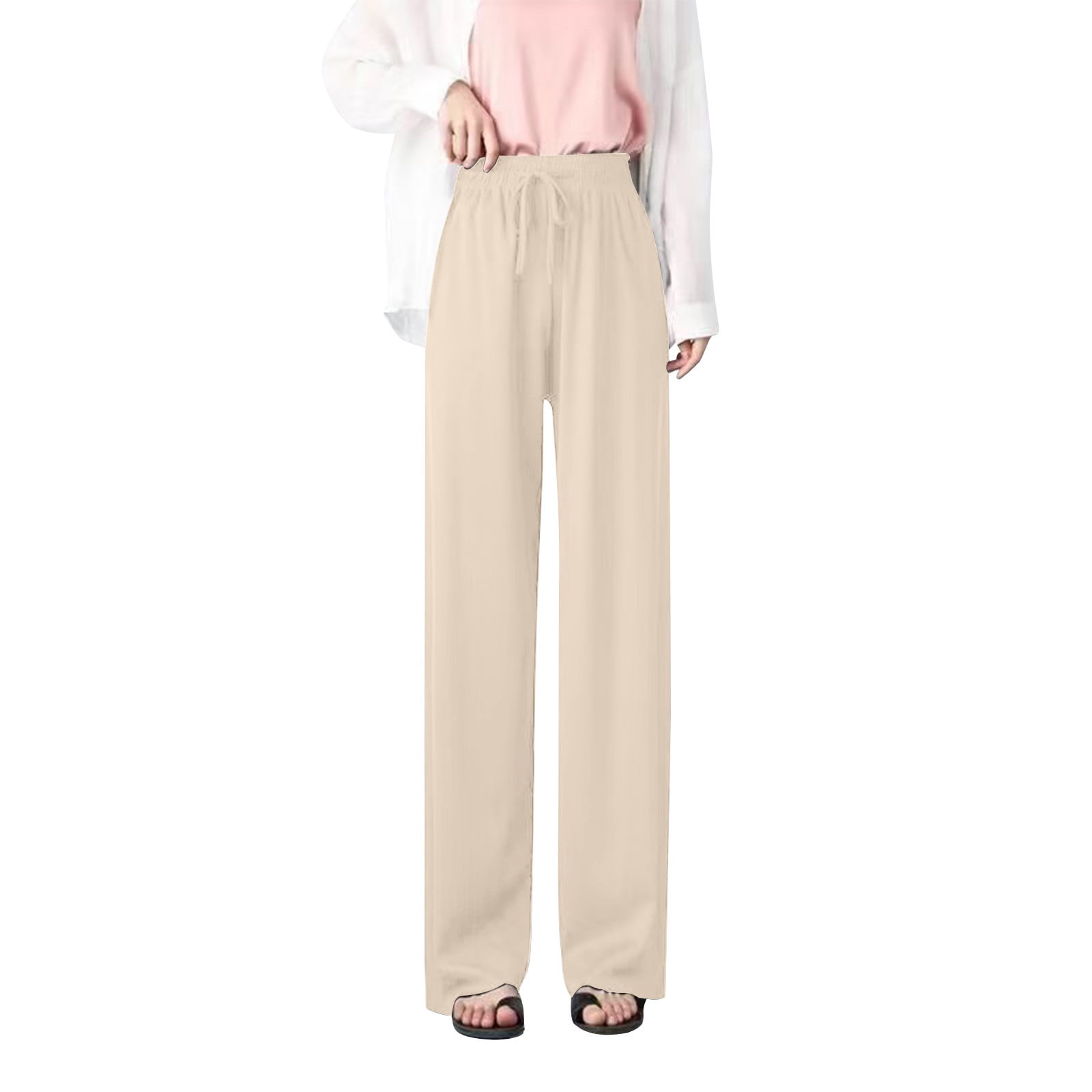 Arnsht Women Summer Fashion Ice Silk Wide Leg Pants Baggy Thin ...