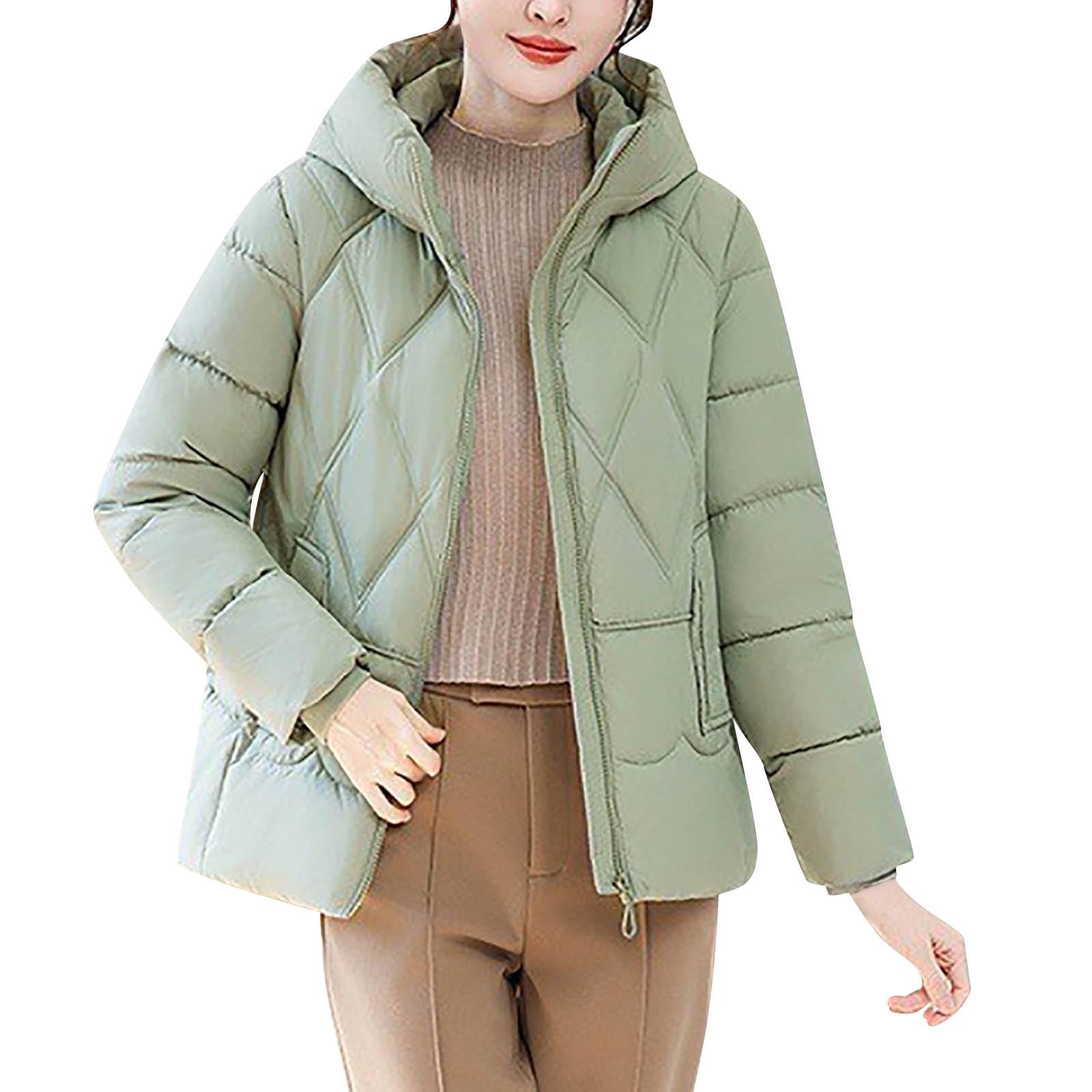 Arnsht Women Winter Warm Short Cotton Jacket Hooded Long Sleeved Pocket ...