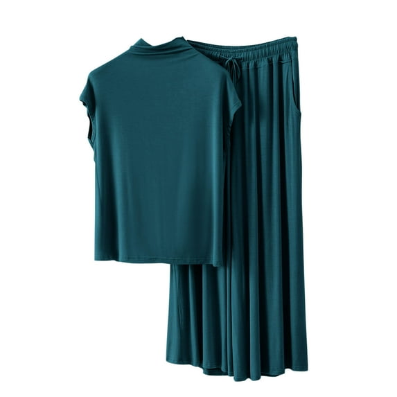 Arnsht Women's 2 Piece Pajamas Sets, Short Sleeve Modal Soft Mock Neck ...